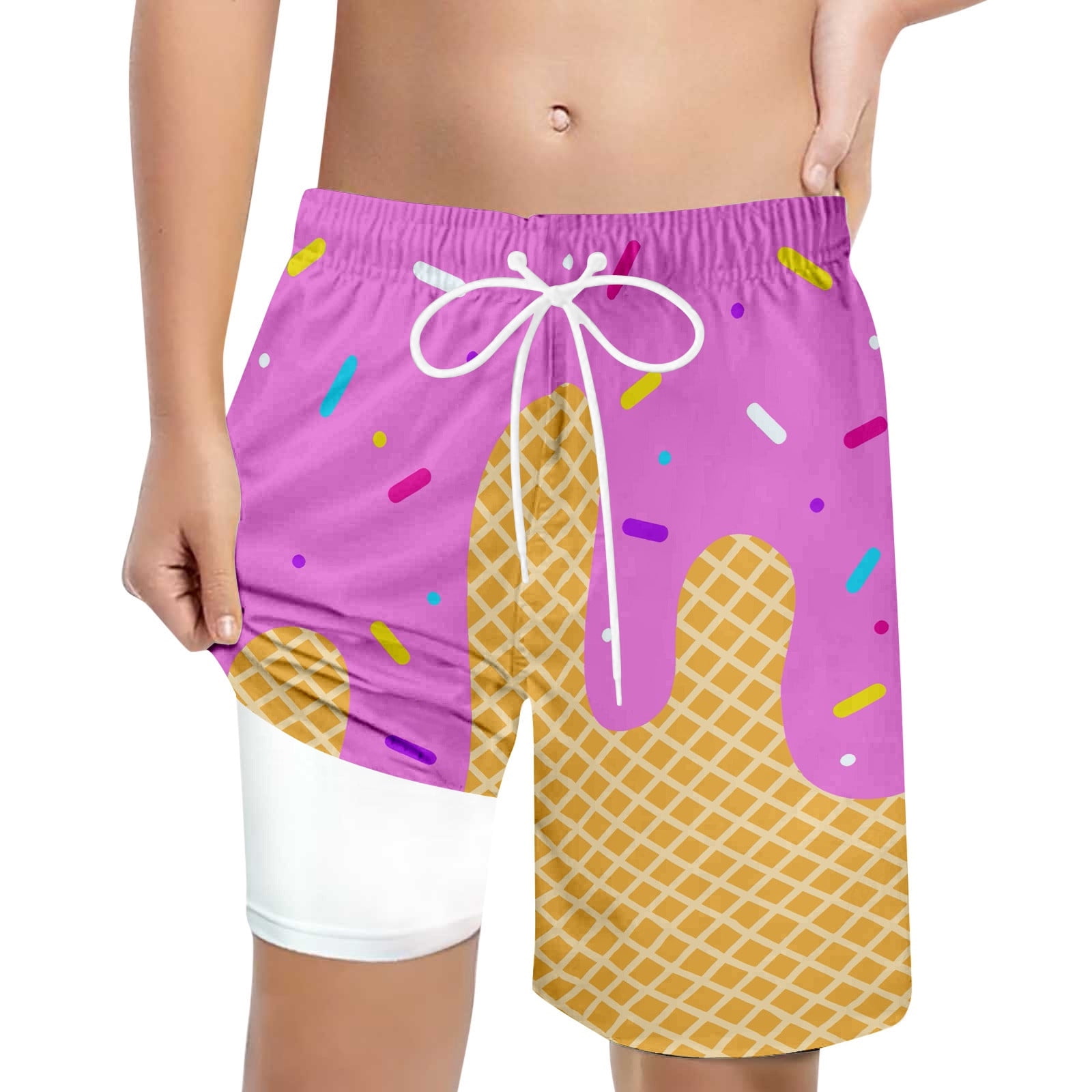 Ice Cream Boy Swim Trunks Waffle Or Cone Quick Dry Bathing Suit ...