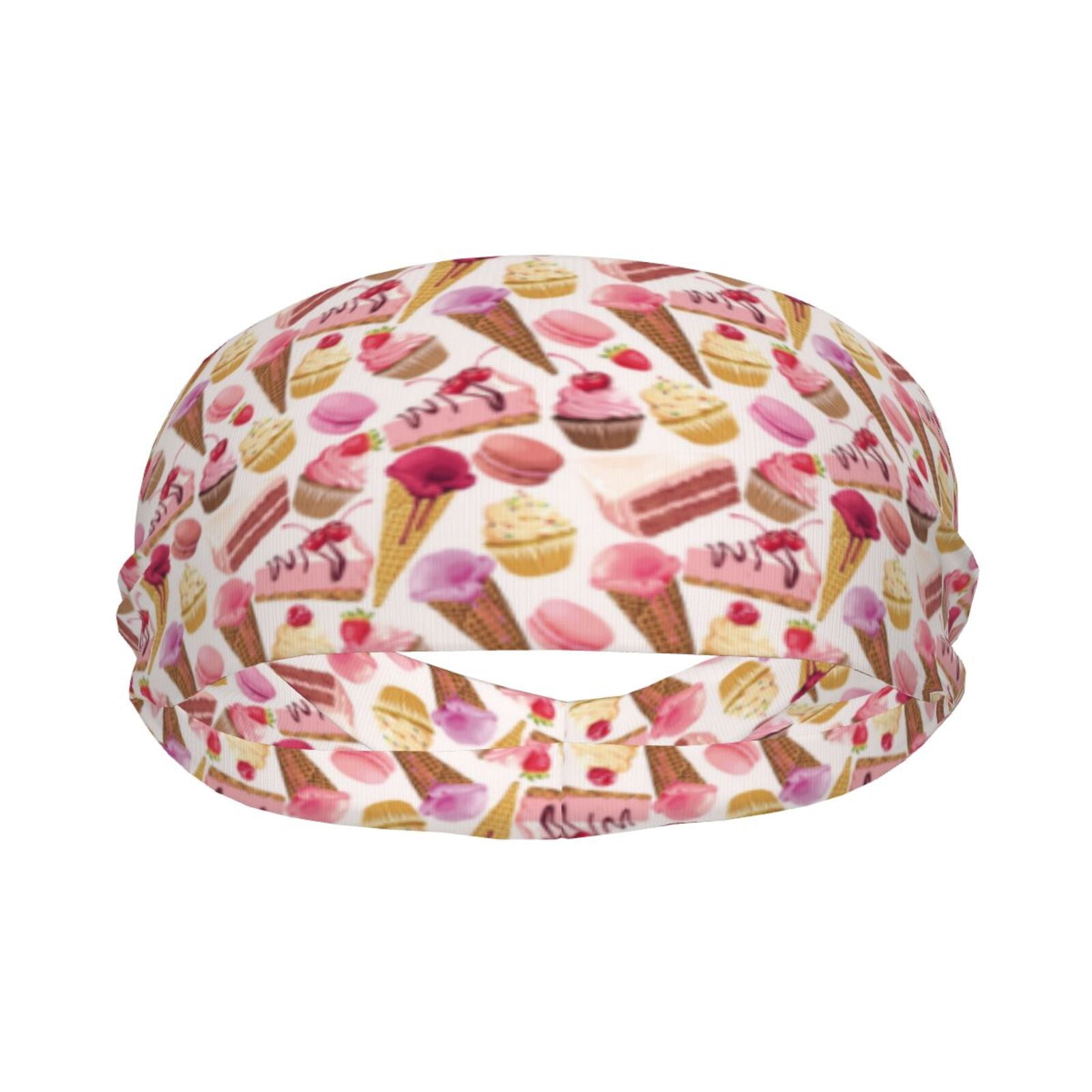Ice Cream Cake Print Pink Sports Headband for Women Men, Running ...