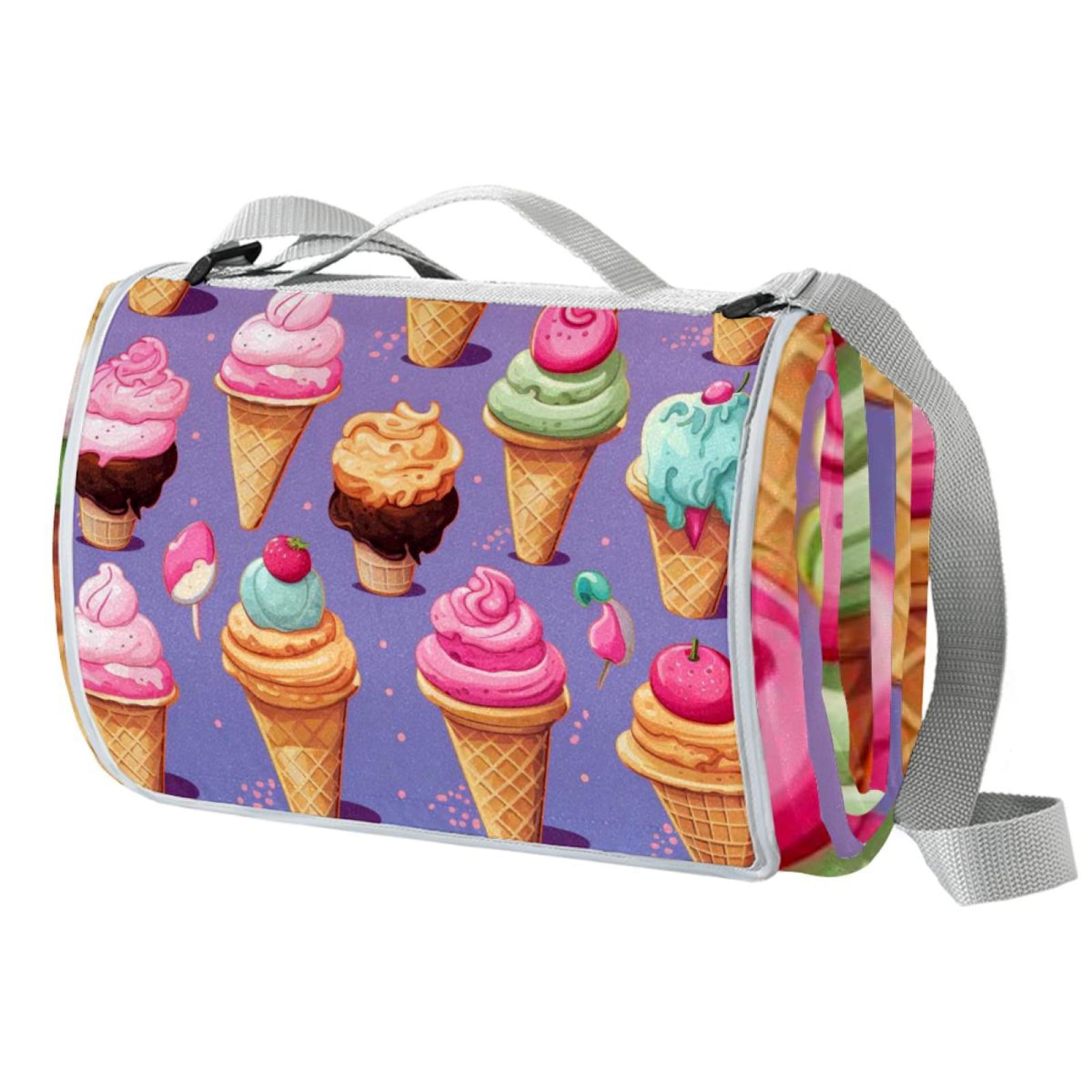 Ice Cream Canvas Picnic Blanket Outdoor Waterproof Portable Mat for ...