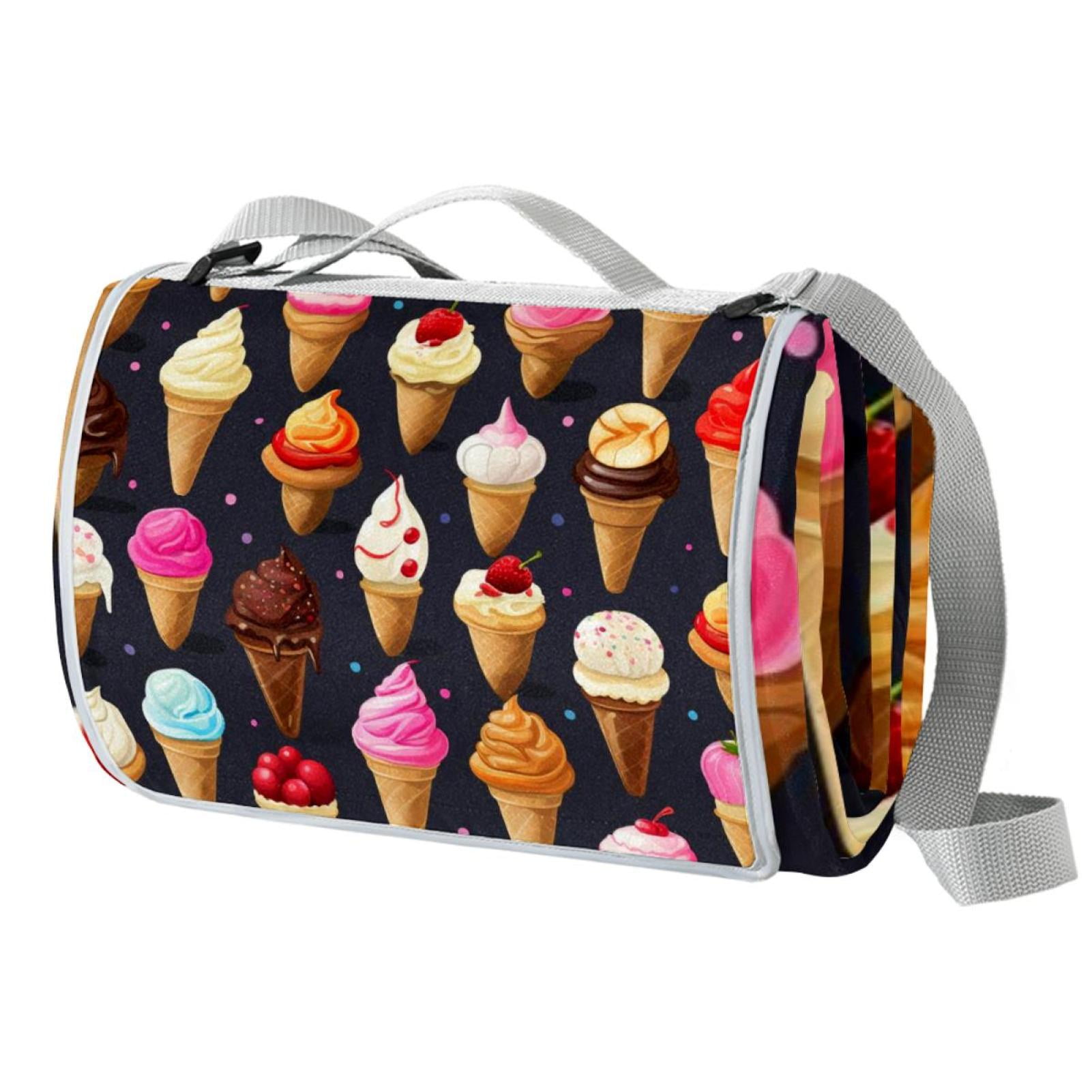 Ice Cream Canvas Picnic Blanket Outdoor Waterproof Portable Mat for ...