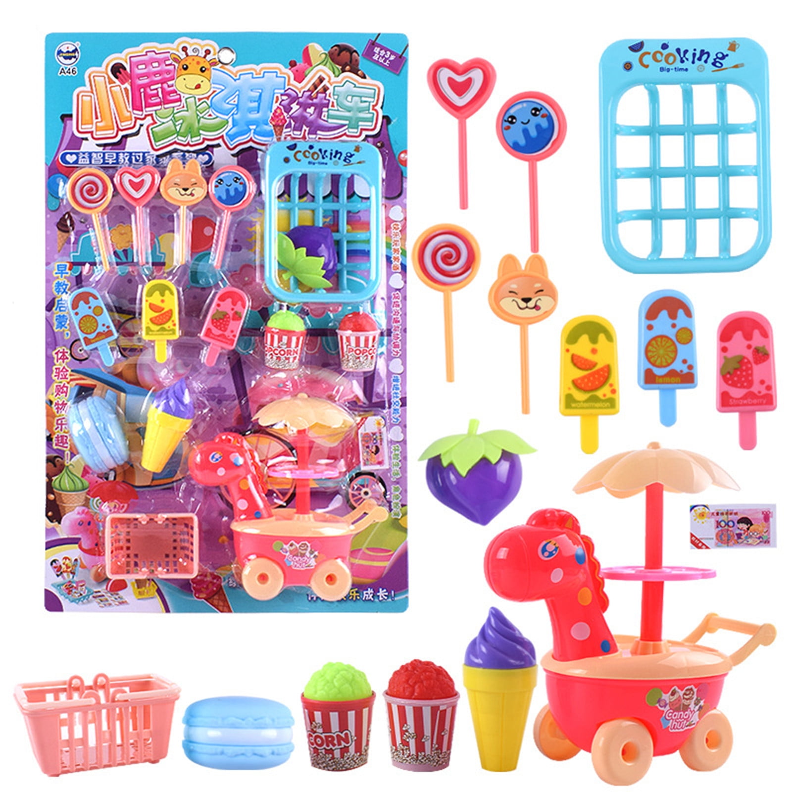 Ice Cream Cart Playset for Kids, Toddler Boys Girls Ice Cream Toy Set ...