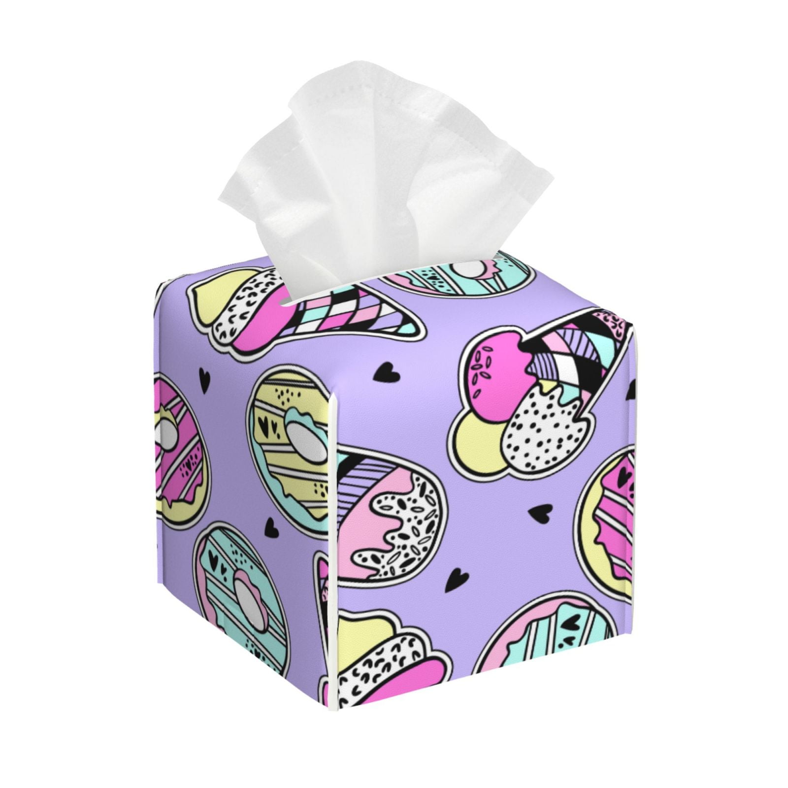 Ice Cream Cartoon Print Tissue Box Cover, Tissue Box Holder, Square ...