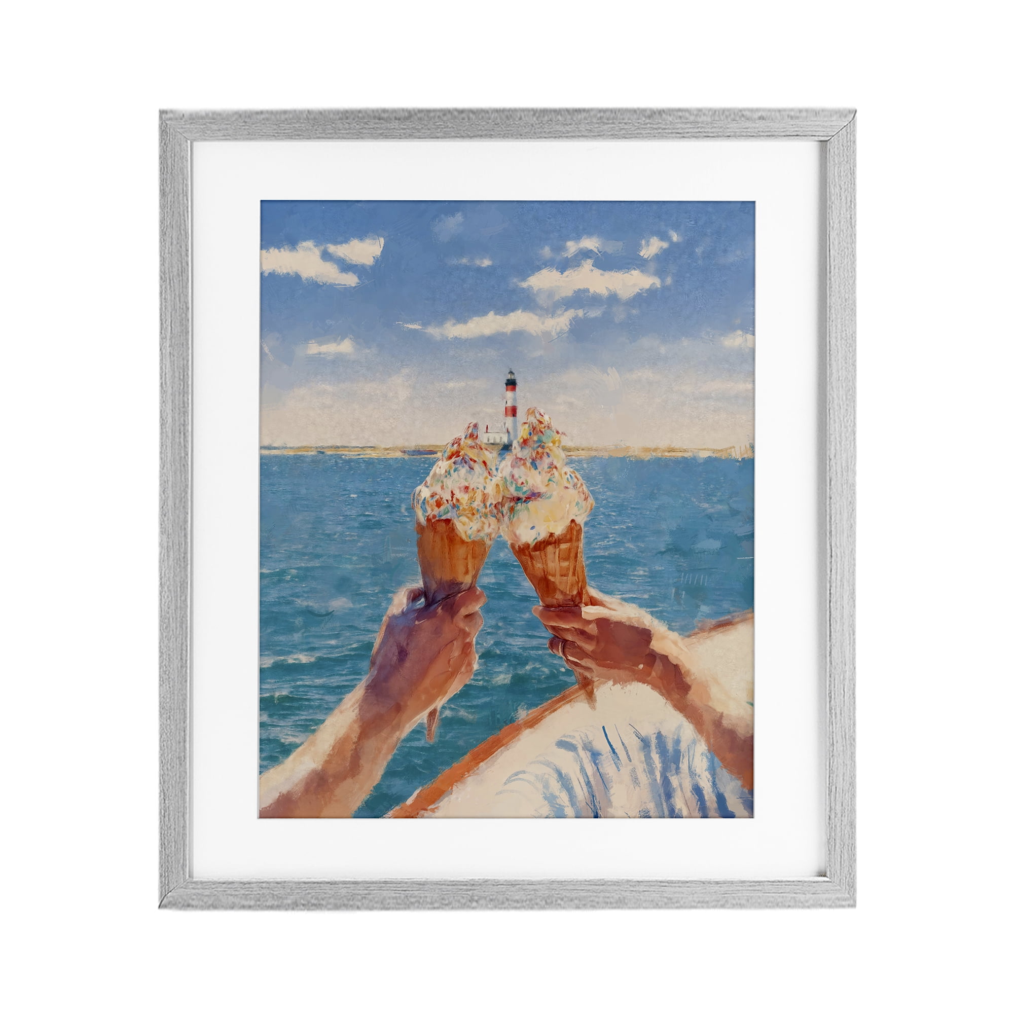 Ice Cream Cheers on Boat Gray Framed Print Under Glass, design by Ziwei ...