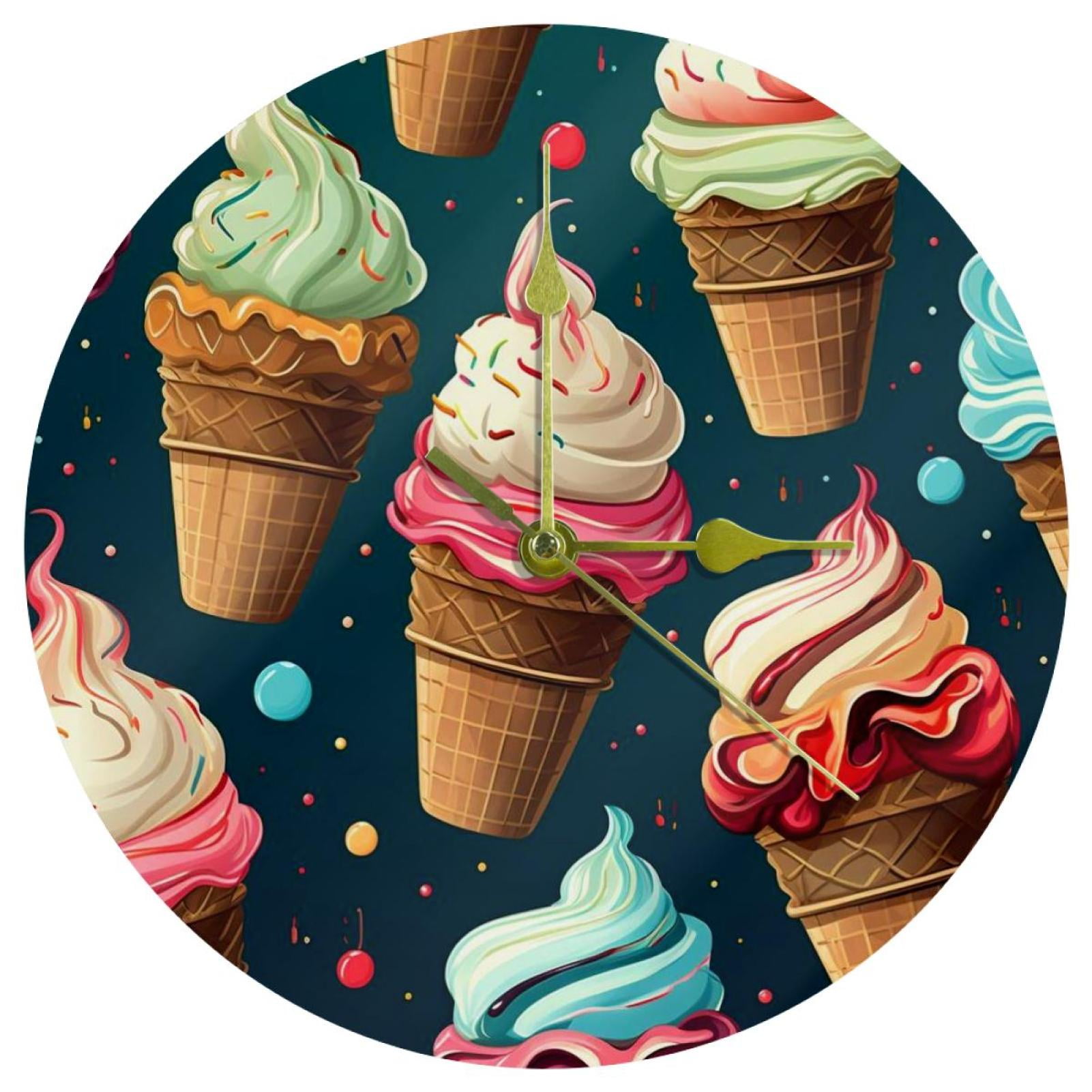 Ice Cream Circular Acrylic Wall Clock - Elegant and Stylish Timepiece ...