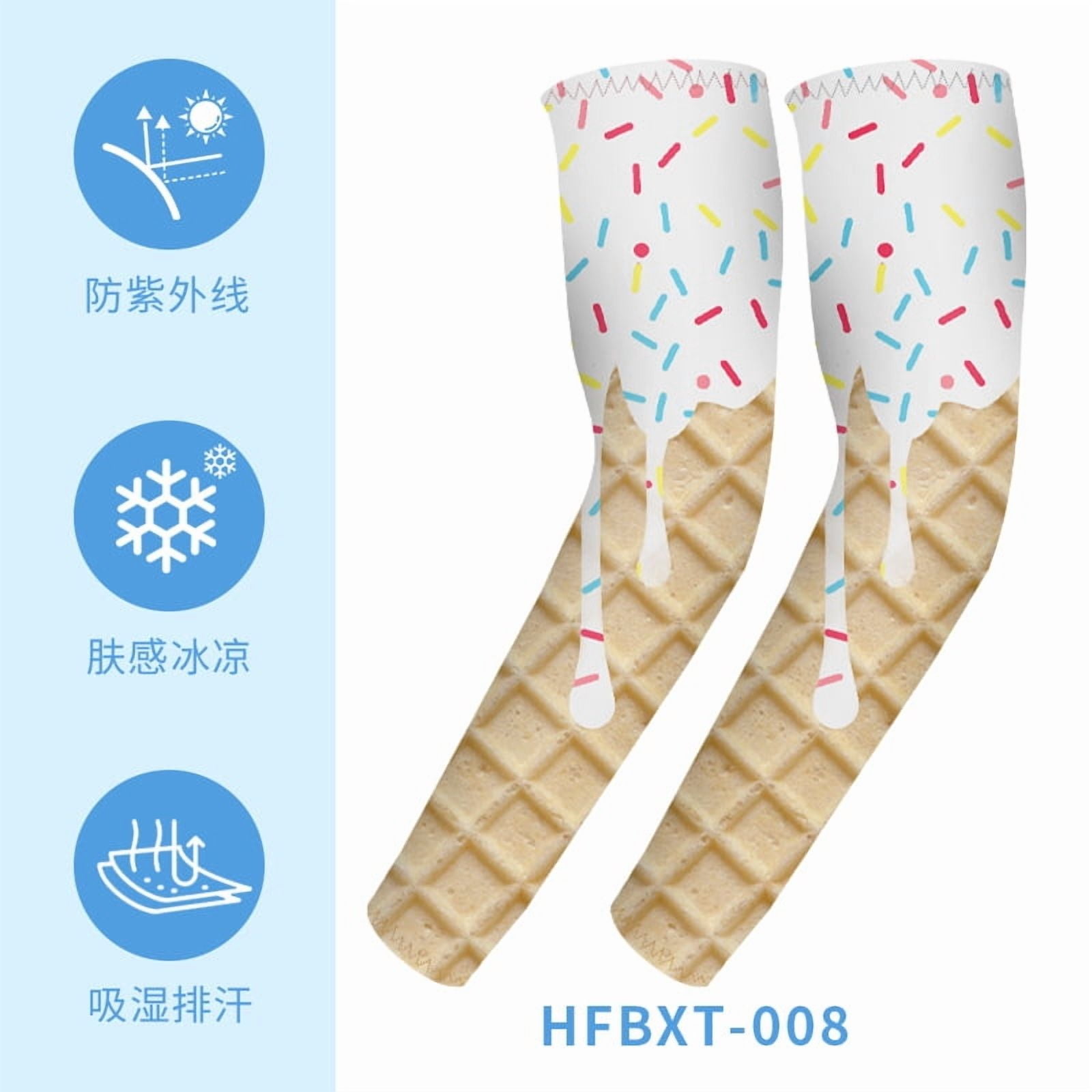 Ice Cream Compression Arm Sleeves for Youth & Adult Cooling Sun Protection Arm Sleeves for ...