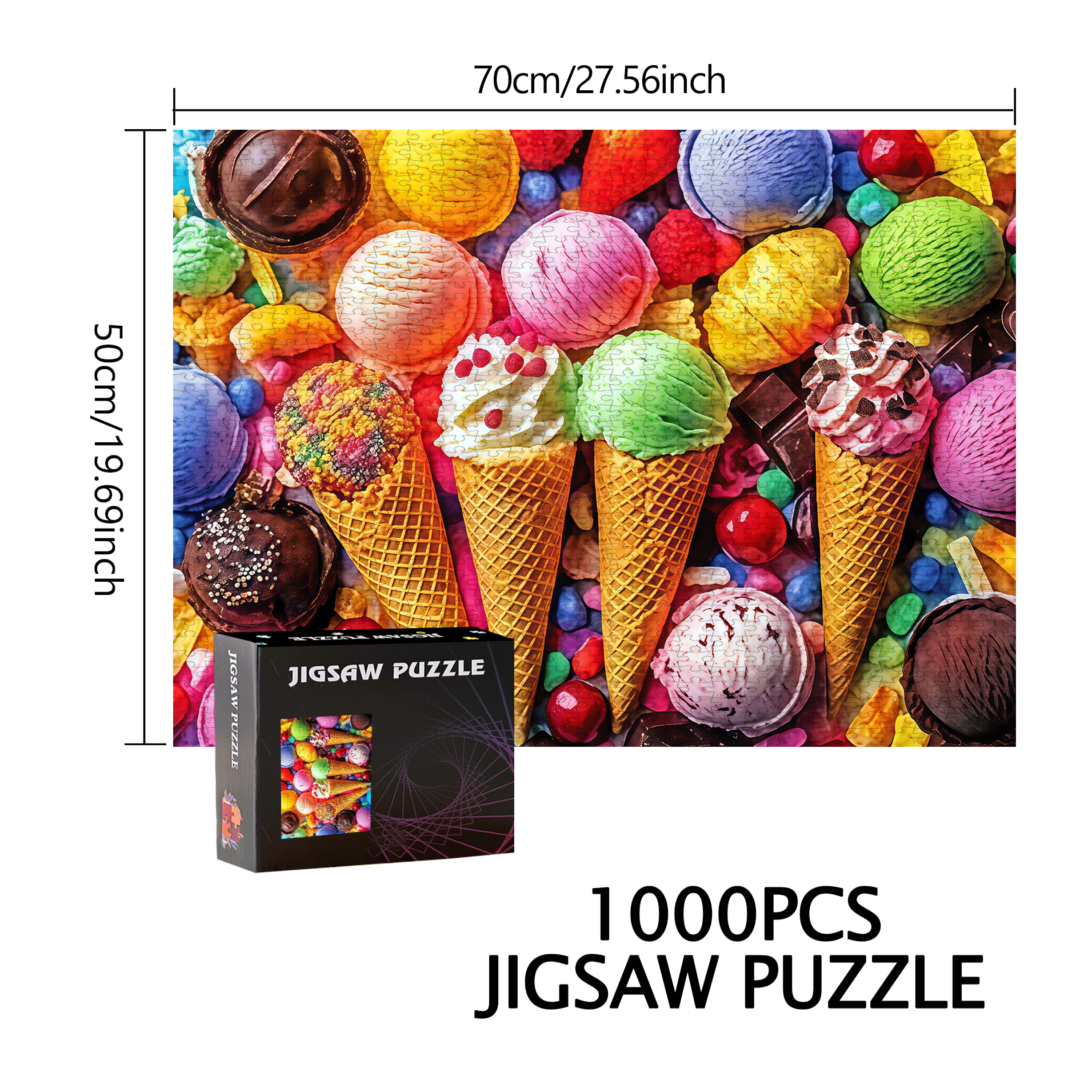 Ice Cream, Cone 500pcs/1000pcs Jigsaw Puzzle-Gifts-Family Interactive ...
