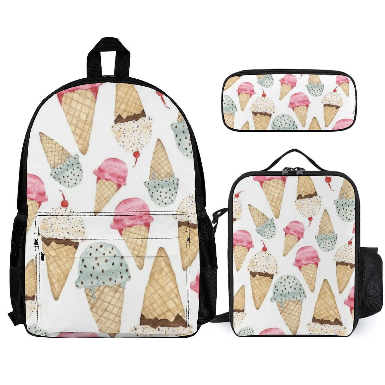 Ice Cream Cone Backpack 3pcs/set Backpack For Travel With Lunch Bags ...