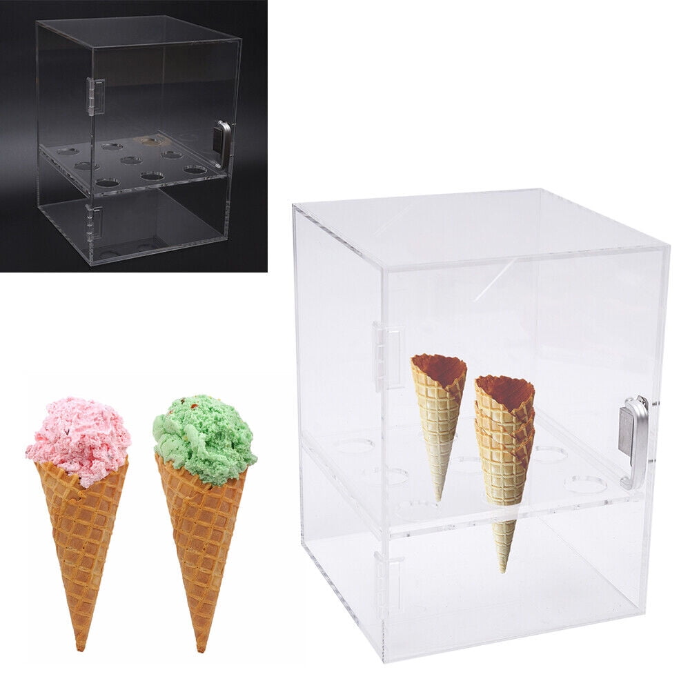 Ice Cream Cone Cabinet, 9 Holes Acrylic Ice Cream Cone Holder, Clear ...