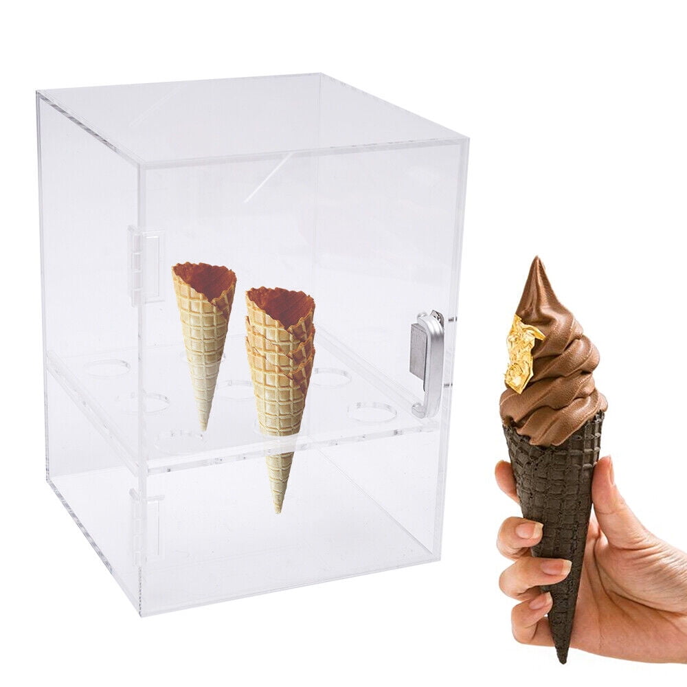 Ice Cream Cone Display/Storage Case Cabinet Acrylic Waffle Cone Holder ...