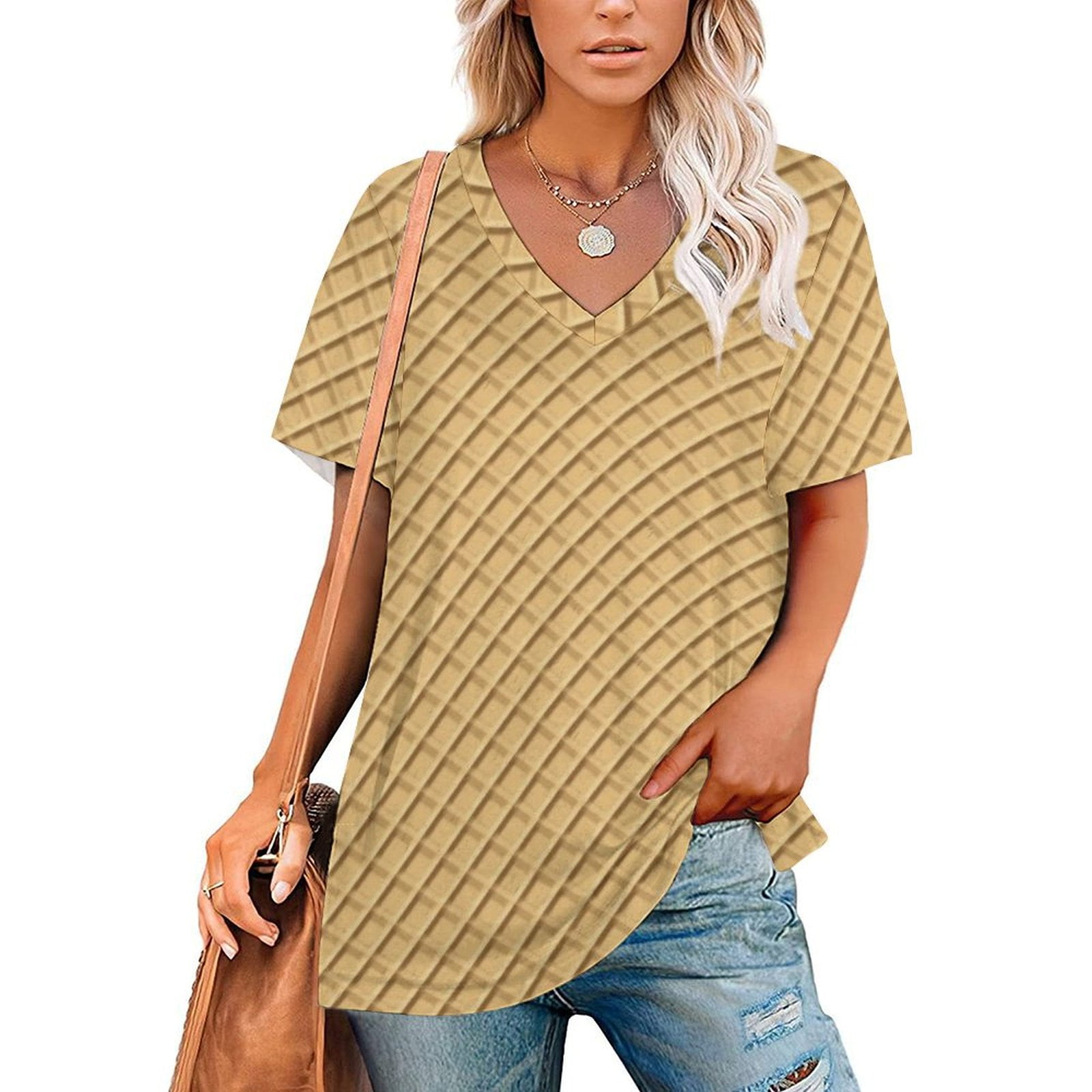 Ice Cream Cone Fashion Female T-Shirt Short Sleeve Lady V Neck Oversize ...