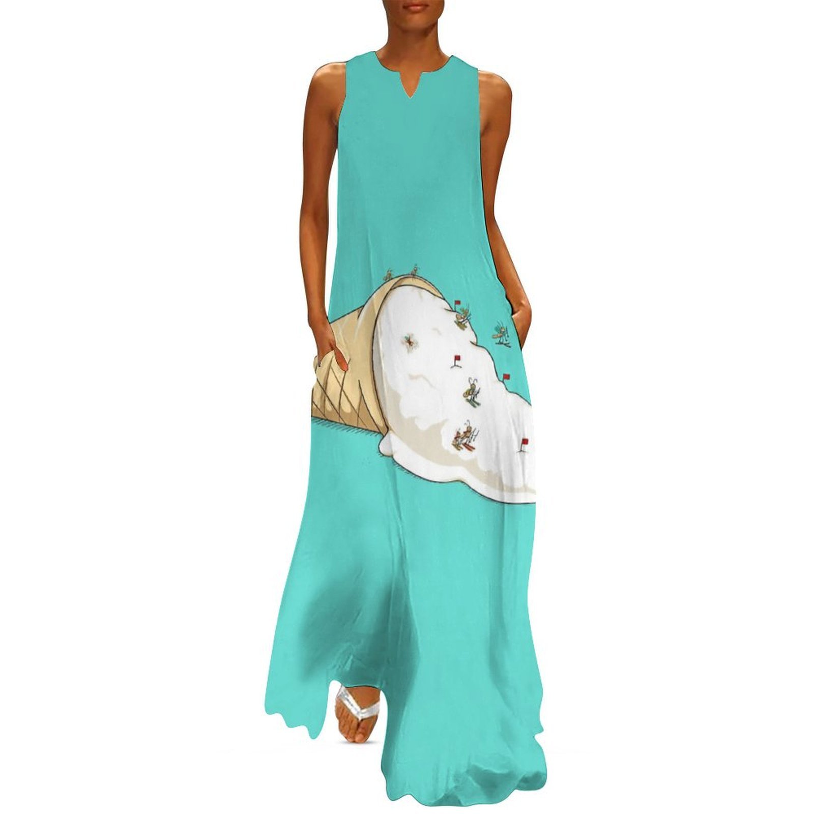 Ice Cream Cone Flies Long Dress luxury evening dresses women clothing ...