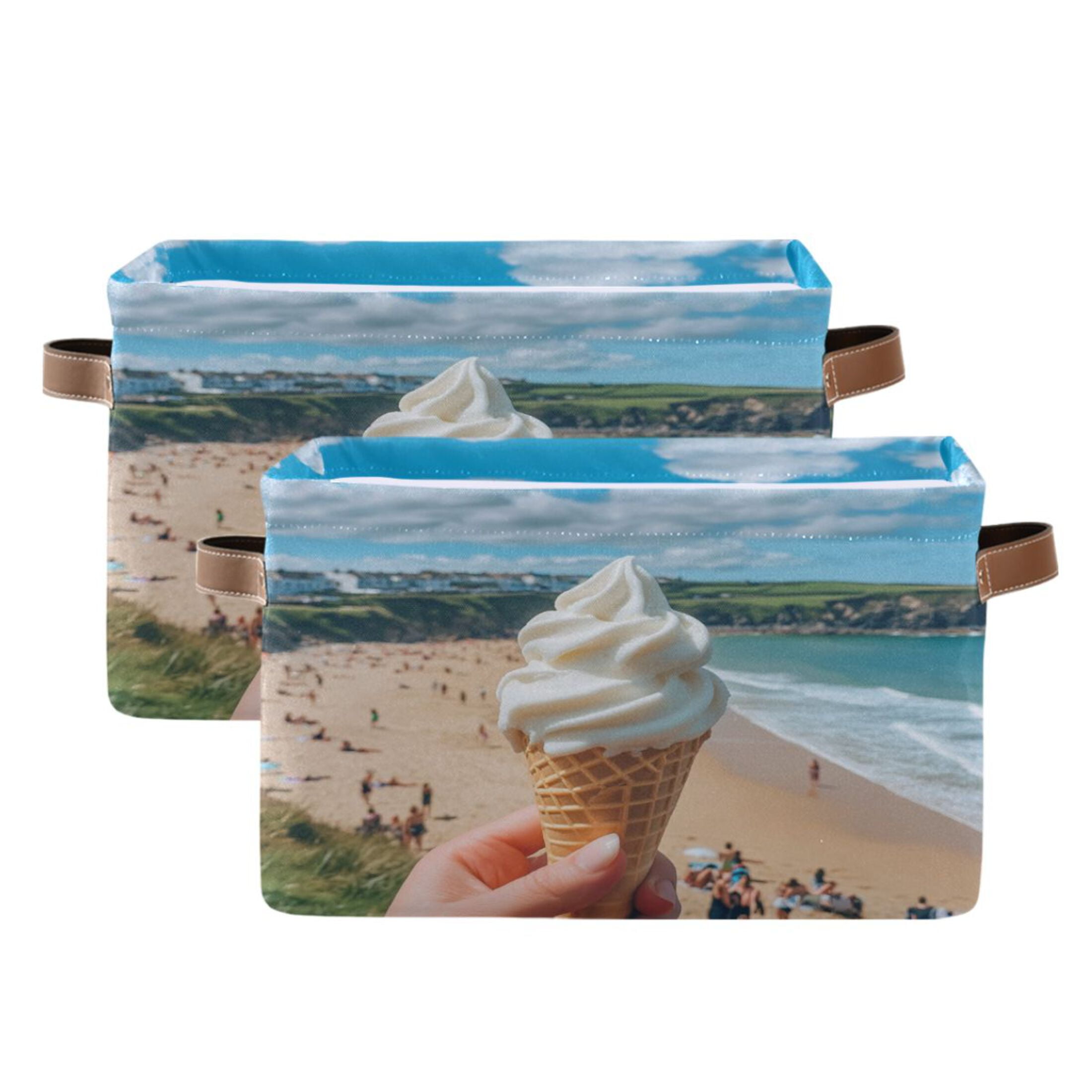 Ice Cream Cone Foldable Storage Basket,Canvas Fabric Foldable Storage ...