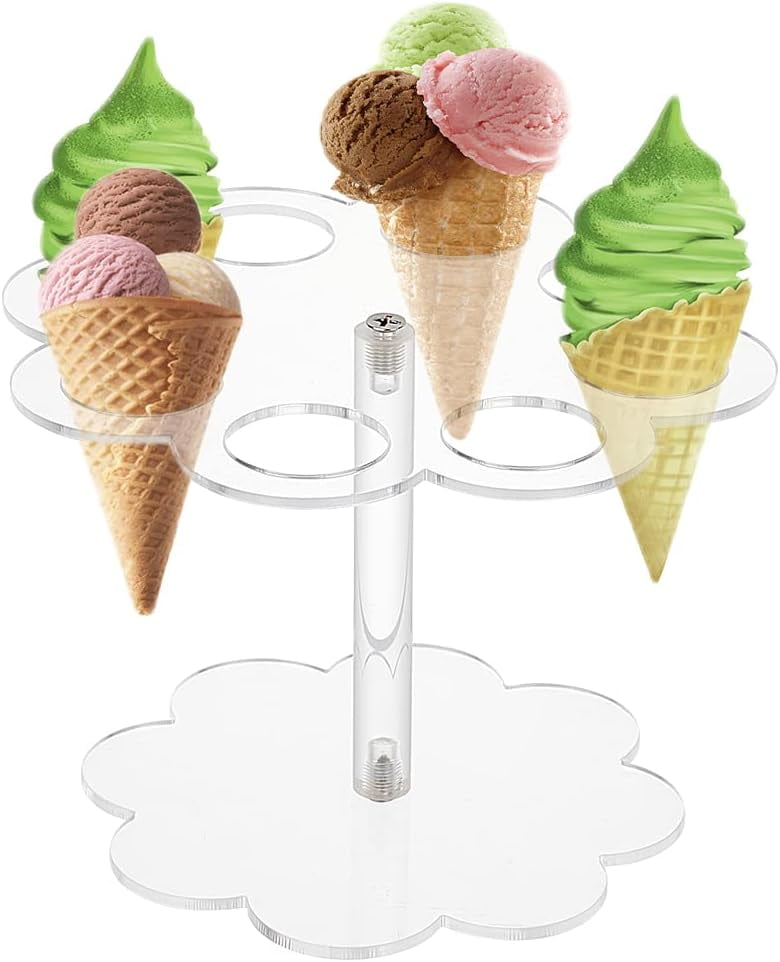 Ice Cream Cone Holder with 8 Holes Acrylic Cone Display Stand Clear ...