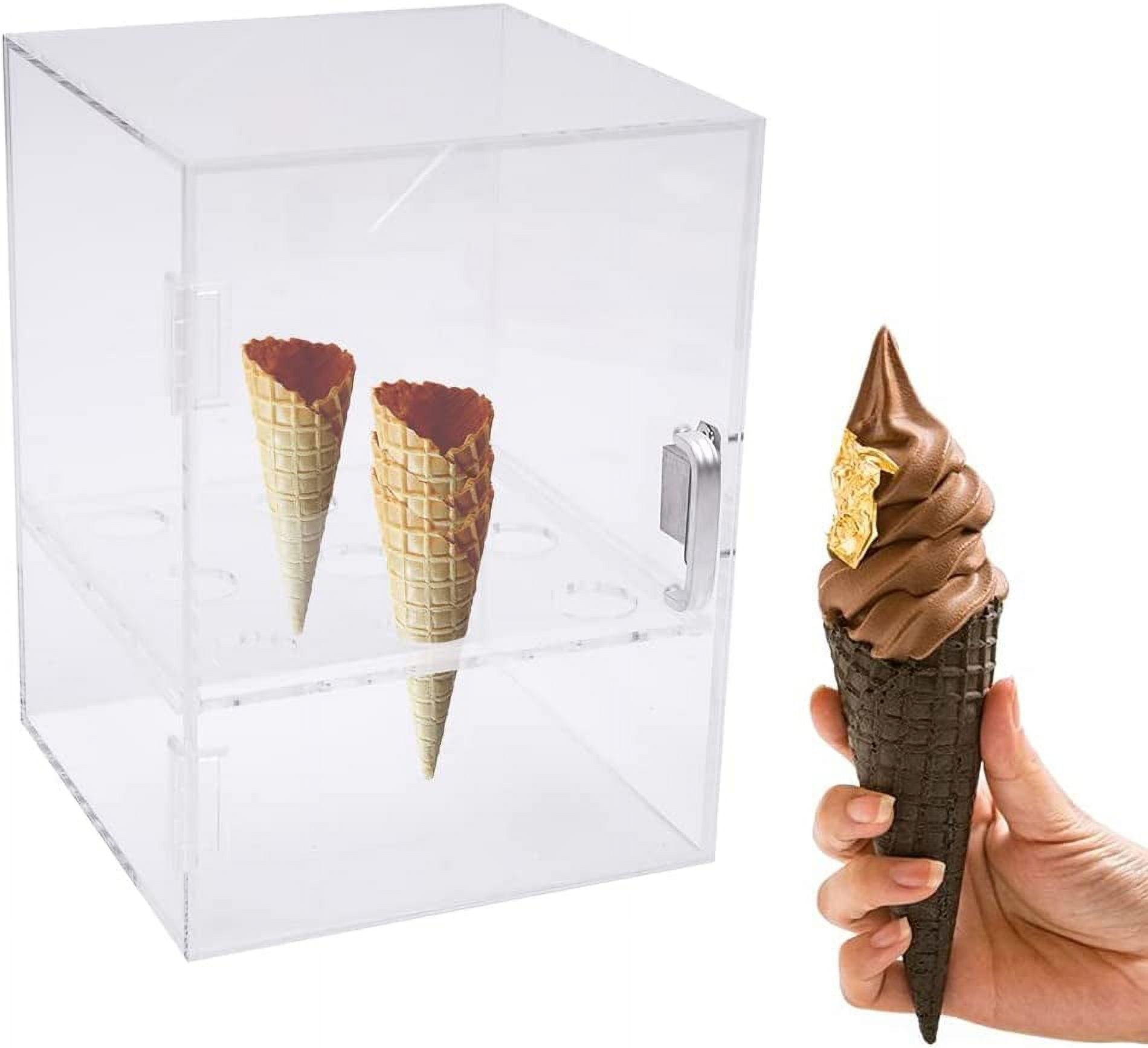 Ice Cream Cone Holder Cabinet, 9 Holes Acrylic Display Case Transparent ...