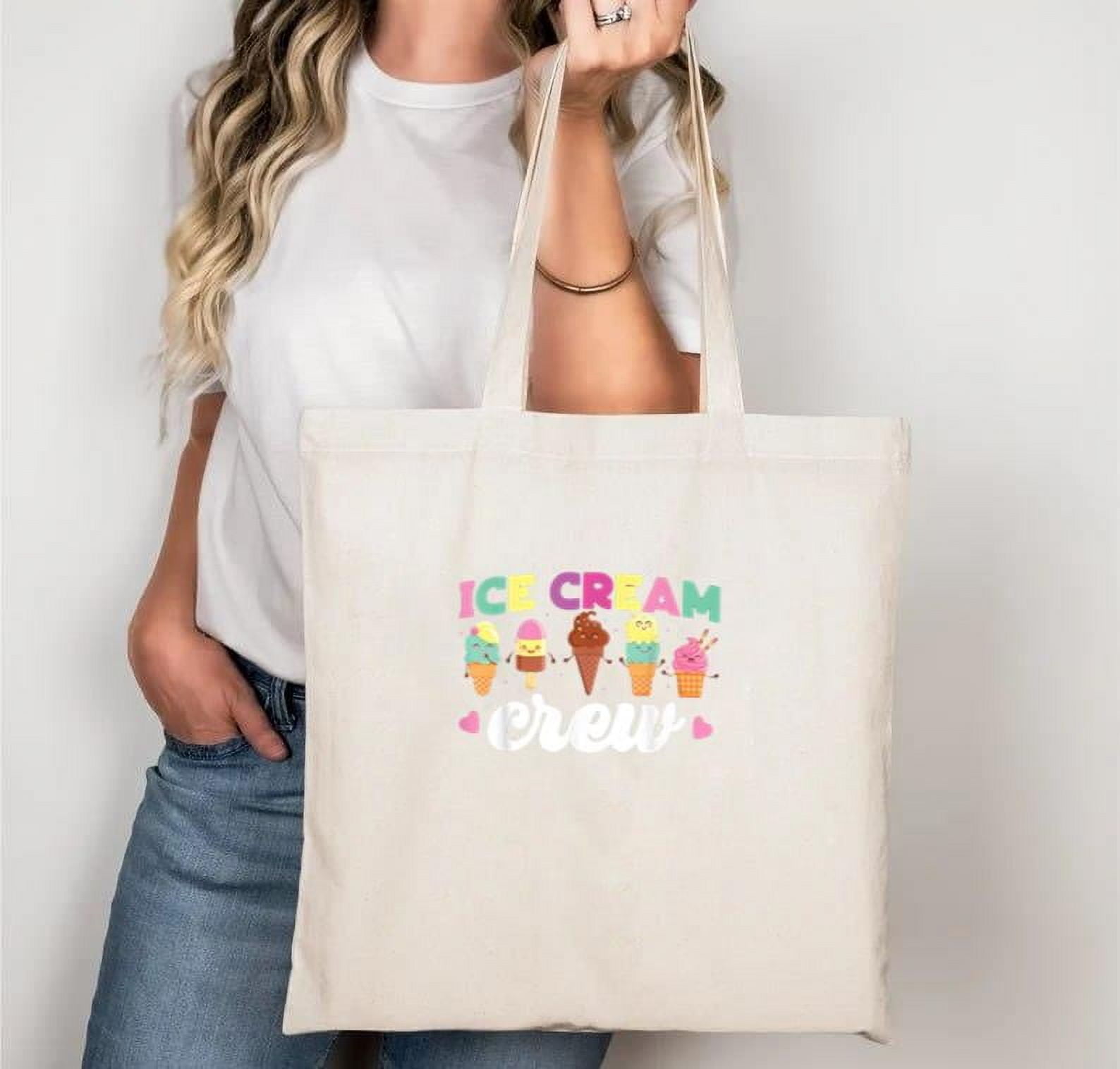Ice Cream Cone Ice Cream Crew Funny Matching Friends Vibe Tote Bags ...