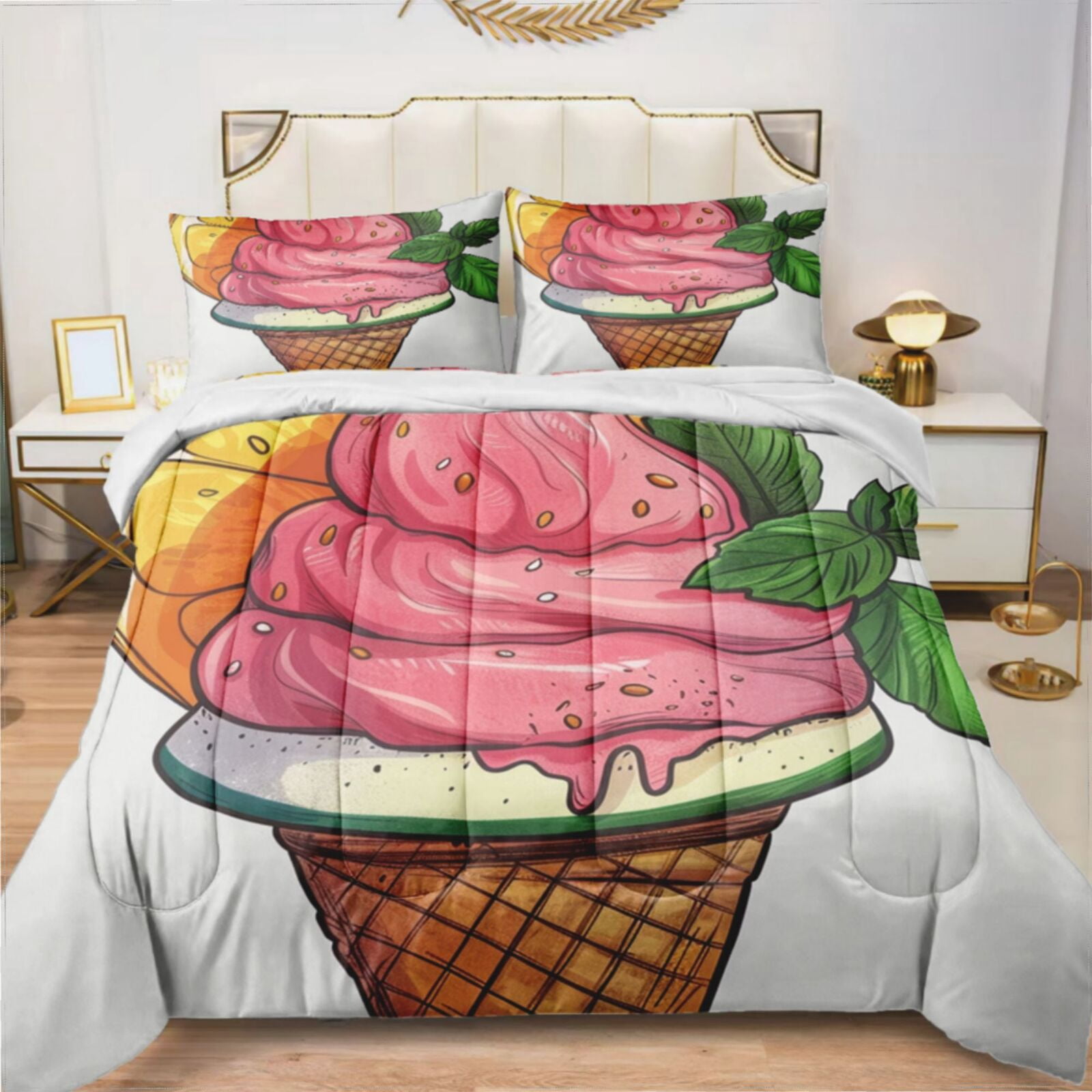 Ice Cream Cone Lemon Orange Slice Watermelon Orange (1) Comforter Set ...