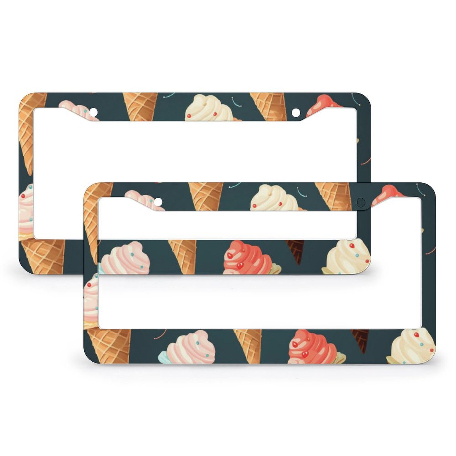 Ice Cream Cone Pattern License Plate Frames 2 Pack Dessert Pink License ...
