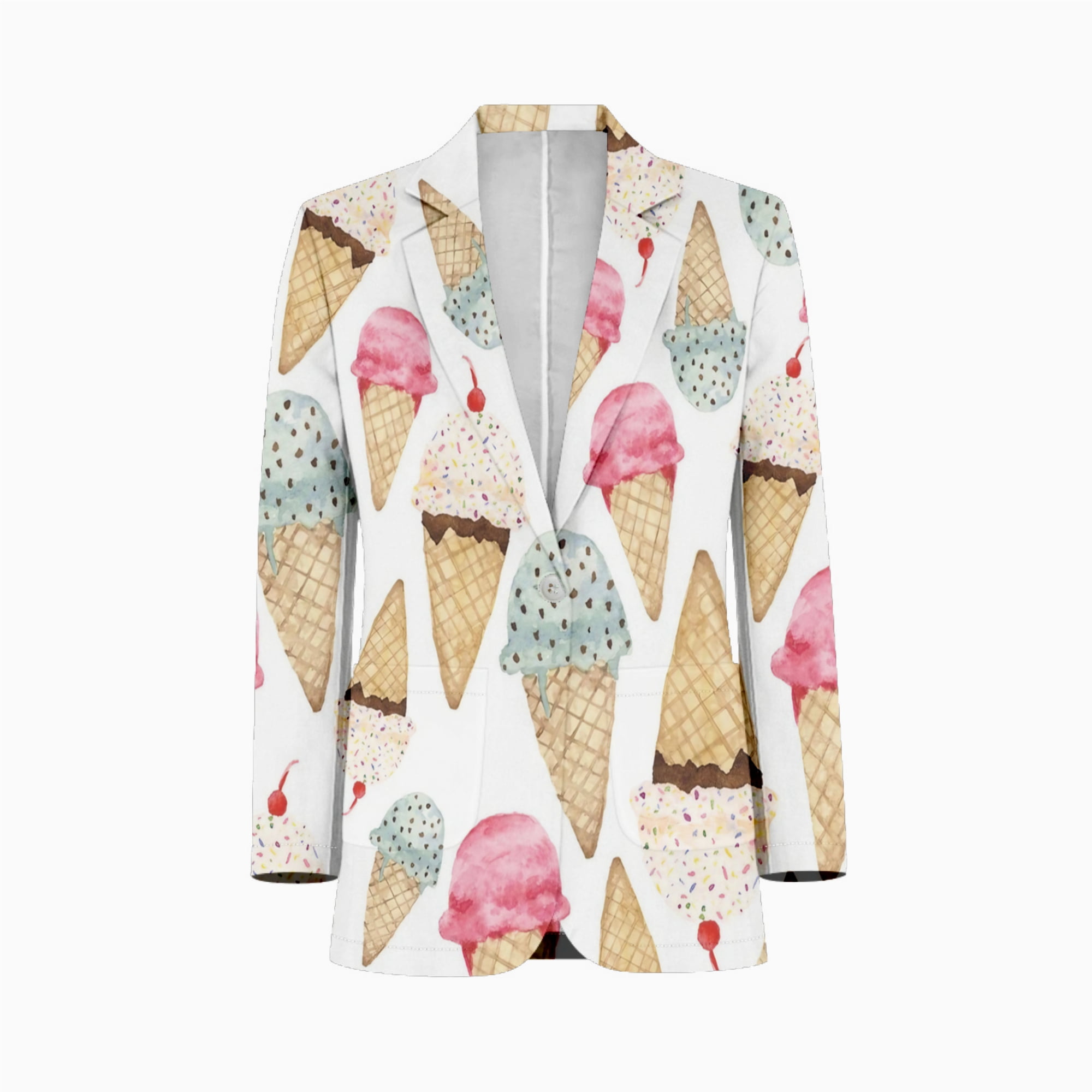 Ice Cream Cone Pattern Mens Suits Shawl Collar Slim Fit Suit Mens Groom ...
