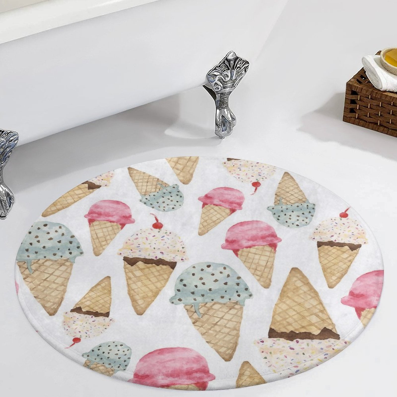 Ice Cream Cone Pattern Round Carpet Circle Rug Outdoor Patio Area Rug ...