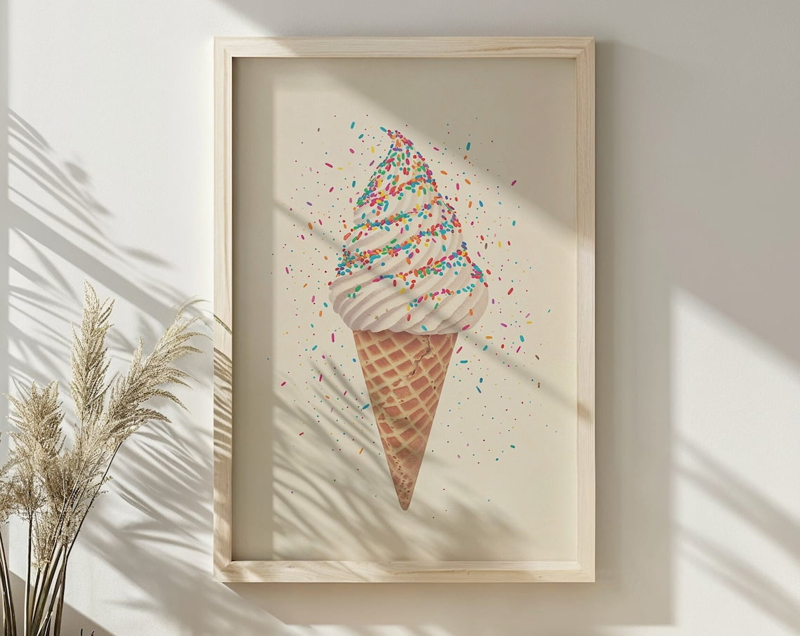 Ice Cream Cone Print ~ Nursery Wall Art ~ Kids Posters Decor ~ Sweet ...