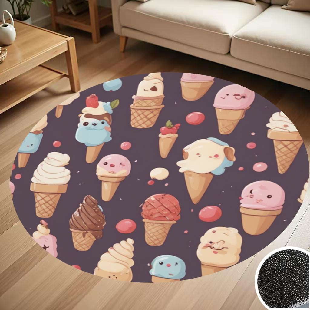 Ice Cream Cone Round Carpet Living Room Bedroom Home Decoration Coffee ...