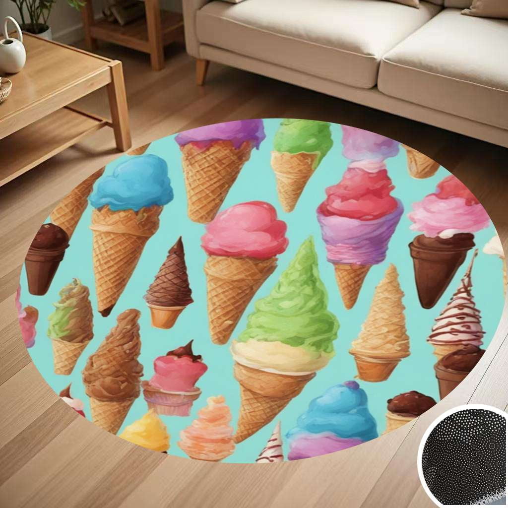 Ice Cream Cone Round Carpet Living Room Bedroom Home Decoration Coffee ...