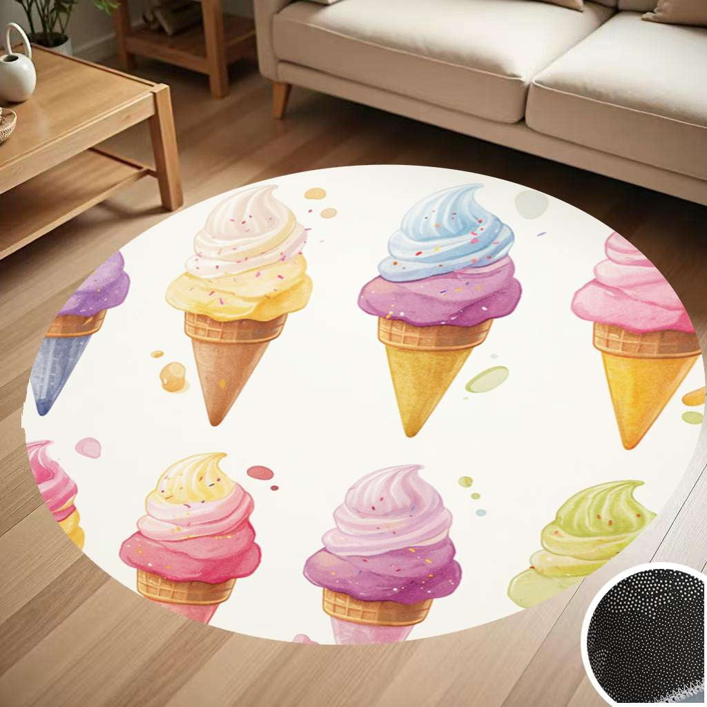 Ice Cream Cone Round Carpet Living Room Bedroom Home Decoration Coffee ...