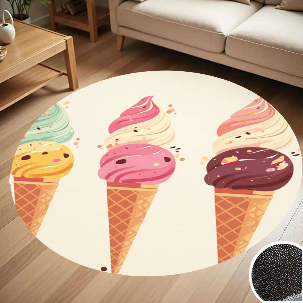 Ice Cream Cone Round Carpet Living Room Bedroom Home Decoration Coffee ...