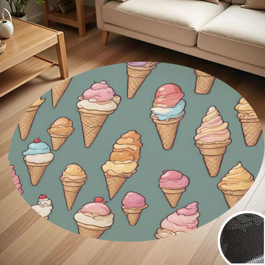 Ice Cream Cone Round Carpet Living Room Bedroom Home Decoration Coffee ...