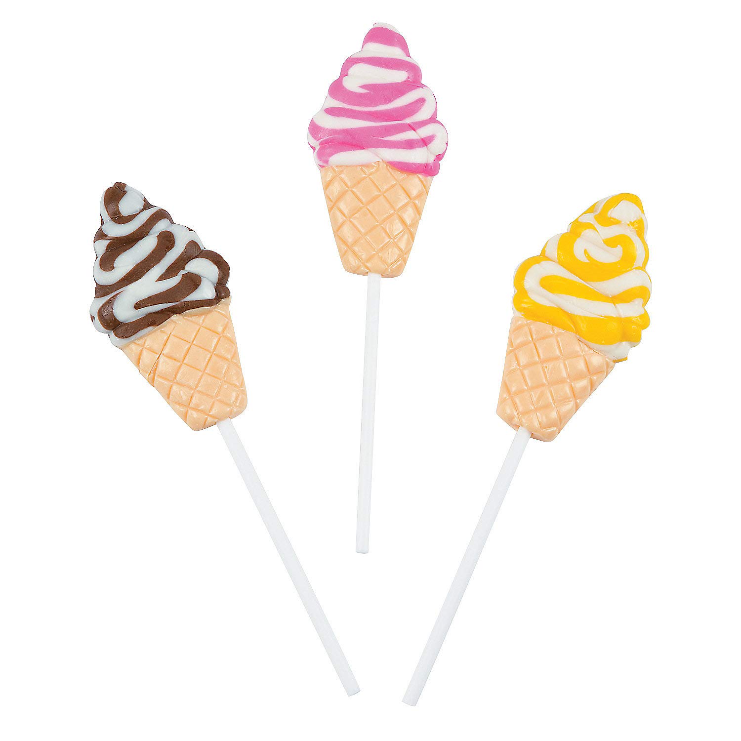 Ice Cream Cone Shaped Suckers (12 individually wrapped lollipops ...