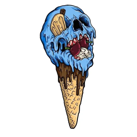 Ice Cream Cone Skull Sticker Pop Art Phone Decal Water Bottle Stickers ...