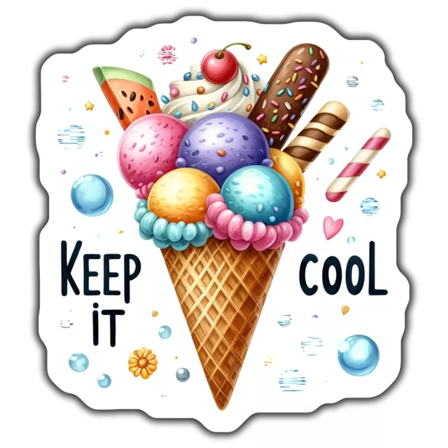 Ice Cream Cone Sticker, Keep It Cool Sticker, Colorful Dessert, Sweet ...
