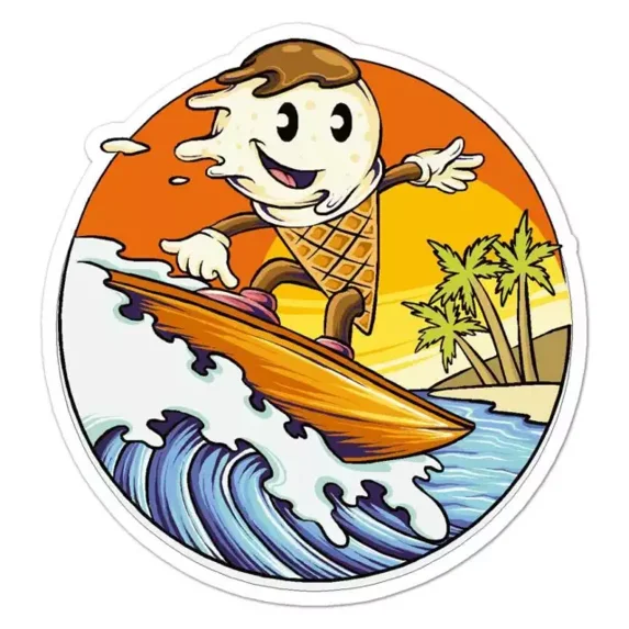Ice Cream Cone Surf Sticker Indoor Outdoor Phone Decal Water Bottle ...