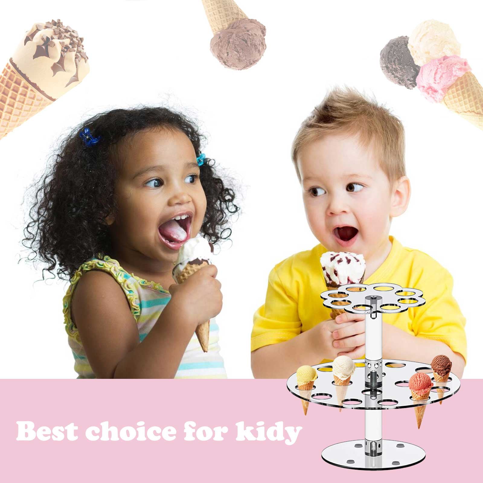 Ice Cream Cone and Popcorn Cone Display Rack for Acrylic Cones ...