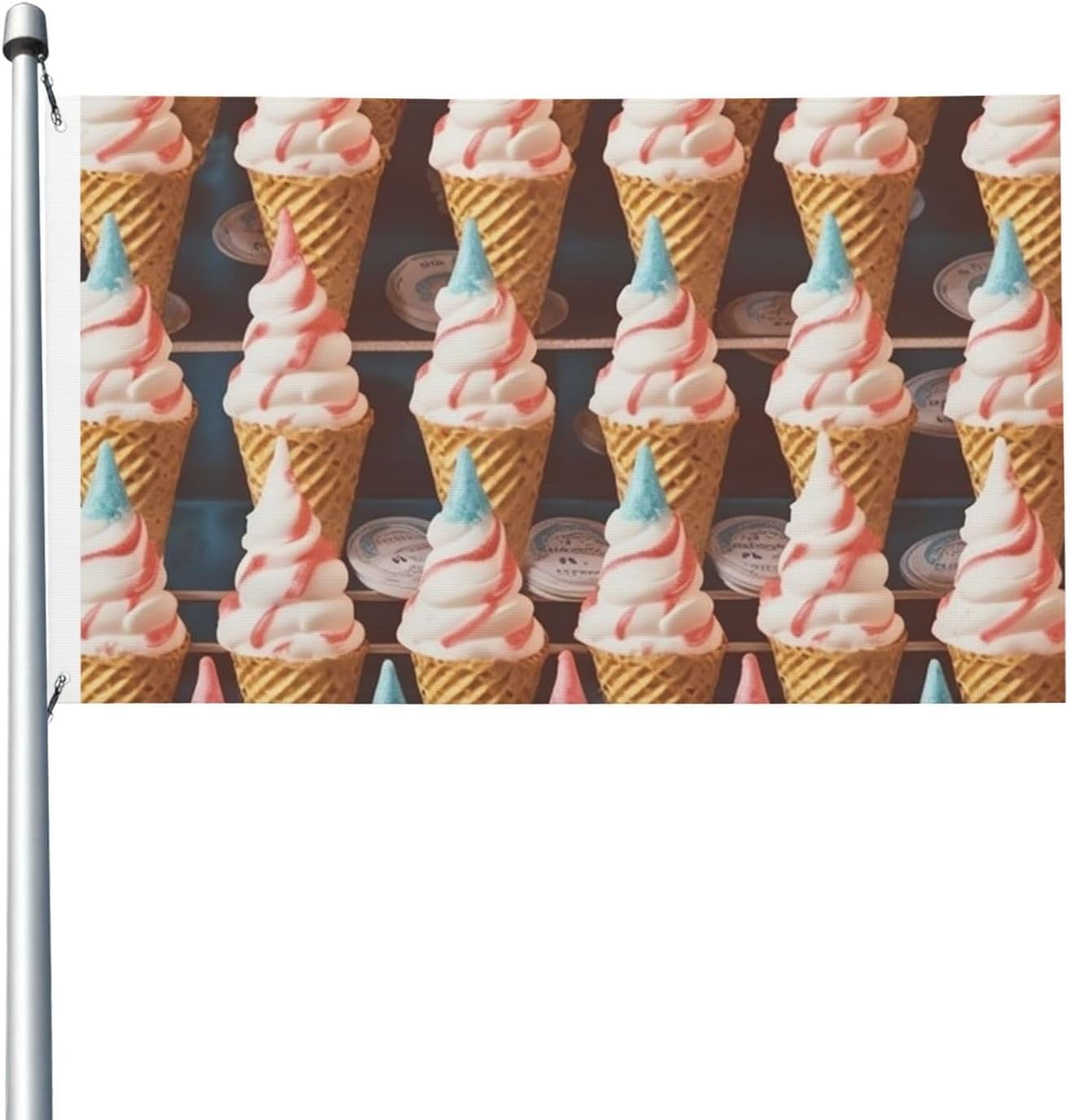 Ice Cream Cones Fifties Time Flag 3x5 ft Flags for Outside Funny Banner ...