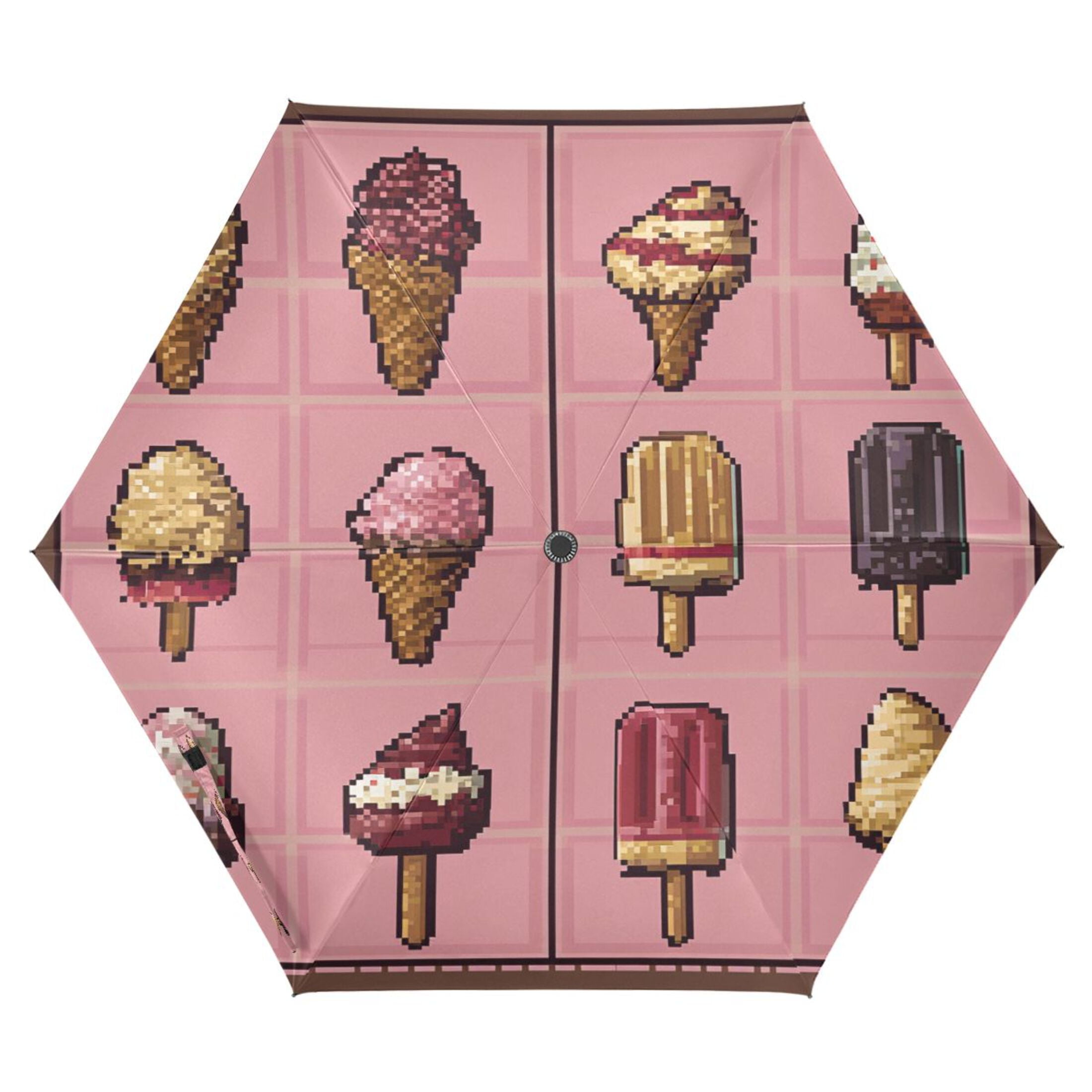 Ice Cream Cones Pattern UV50+ Sunscreen Portable Umbrella, Waterproof ...