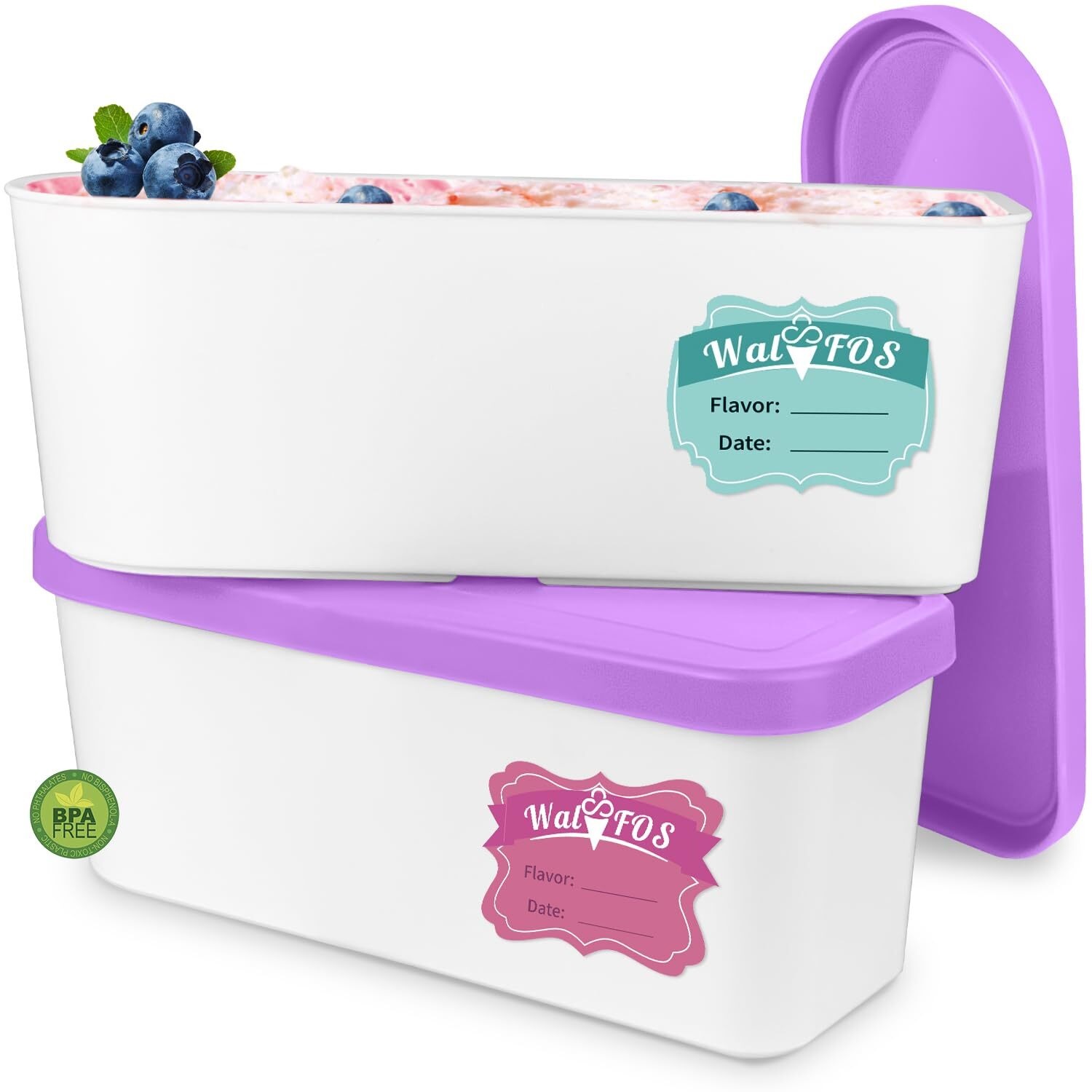 Ice Cream Containers - 1.6 Quart Each, Reusable Homemade Ice Cream Tubs ...