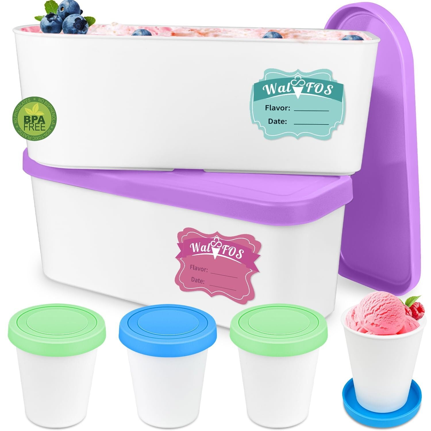 Ice Cream Containers - 1.6 Quart Each, Reusable Homemade Ice Cream Tubs ...