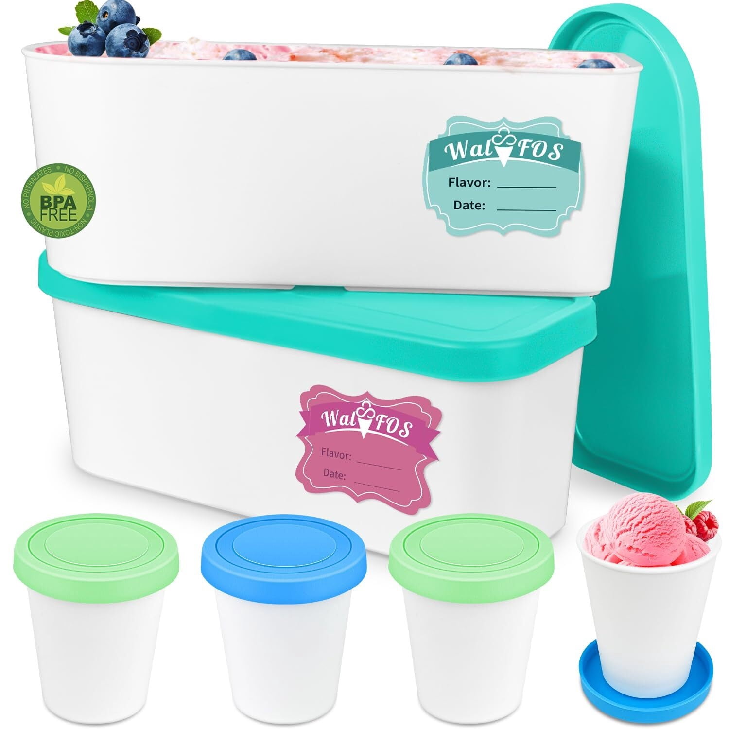 Ice Cream Containers - 1.6 Quart Each, Reusable Homemade Ice Cream Tubs ...