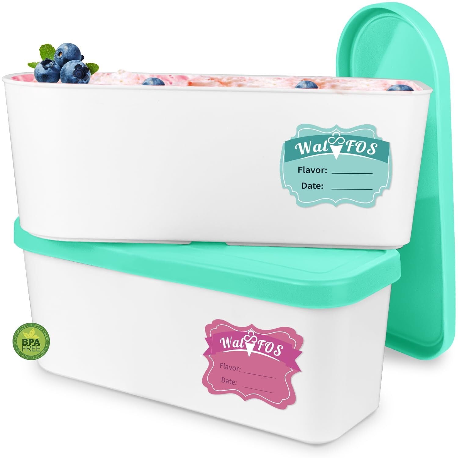 Ice Cream Containers - 1.6 Quart Each, Reusable Homemade Ice Cream Tubs ...
