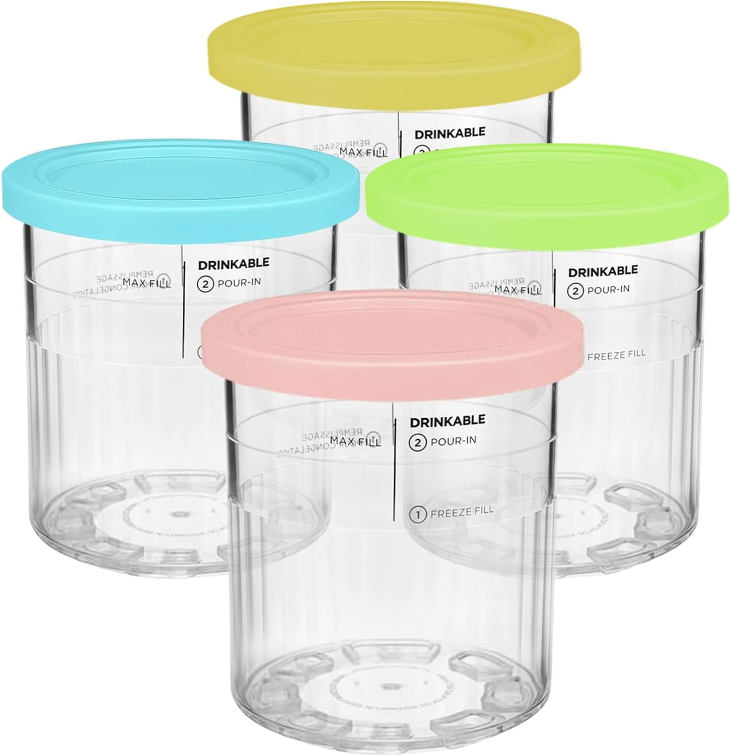 Ice Cream Containers Replacement Pints and Lids 24oz for Ninja Creami ...