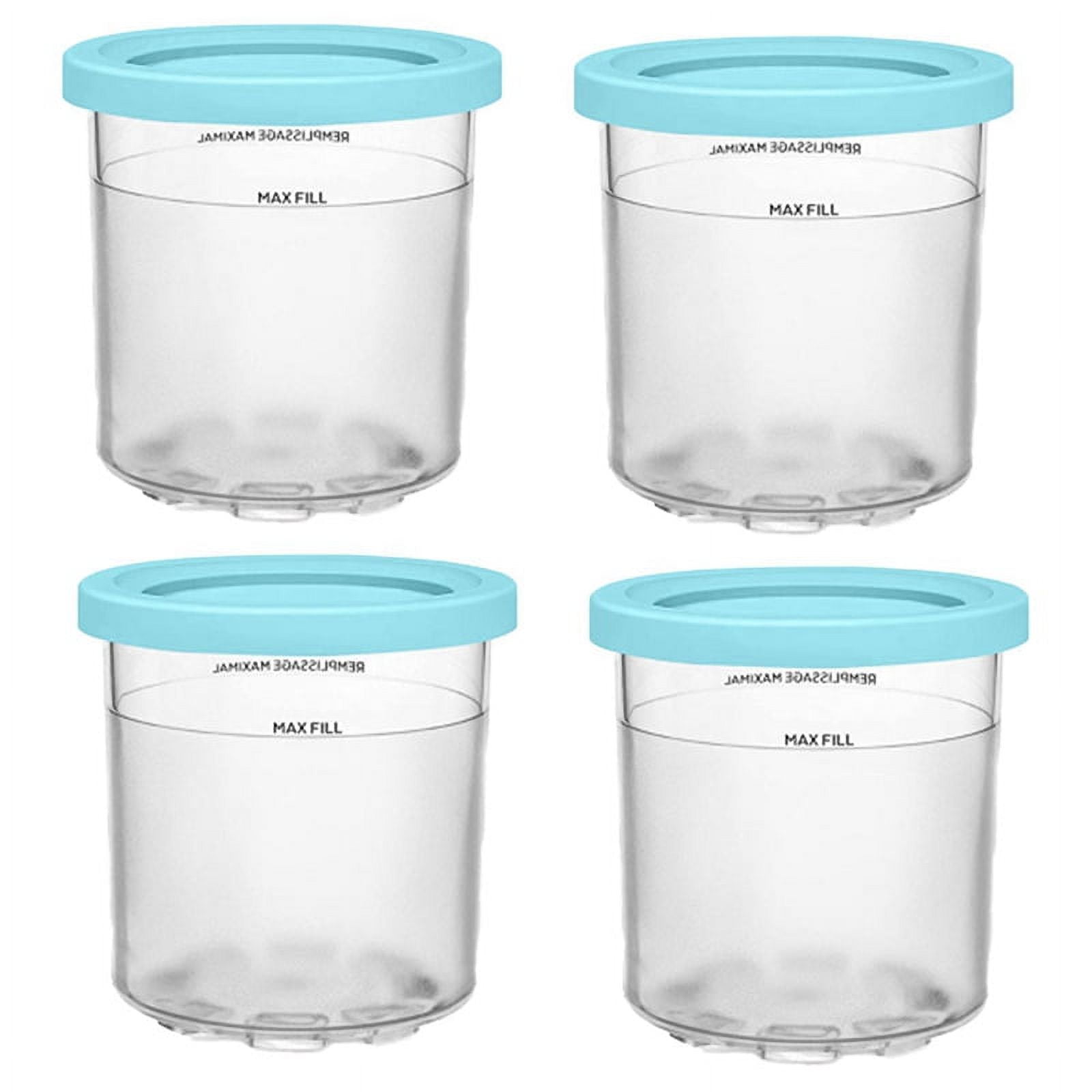 CkepdYeh Blue Plastic Ice Cream Pint Cups with Lids - Pack of 4 ...
