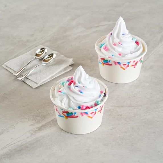 Ice Cream Cups 200 Pack of 8 oz Leak-Resistant Disposable Dessert Bowl ...
