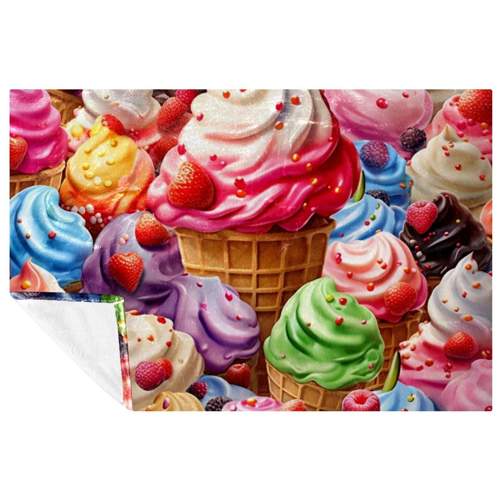 Ice Cream Customized Microfiber Throw Blanket: Soft, Warm, and Printed ...