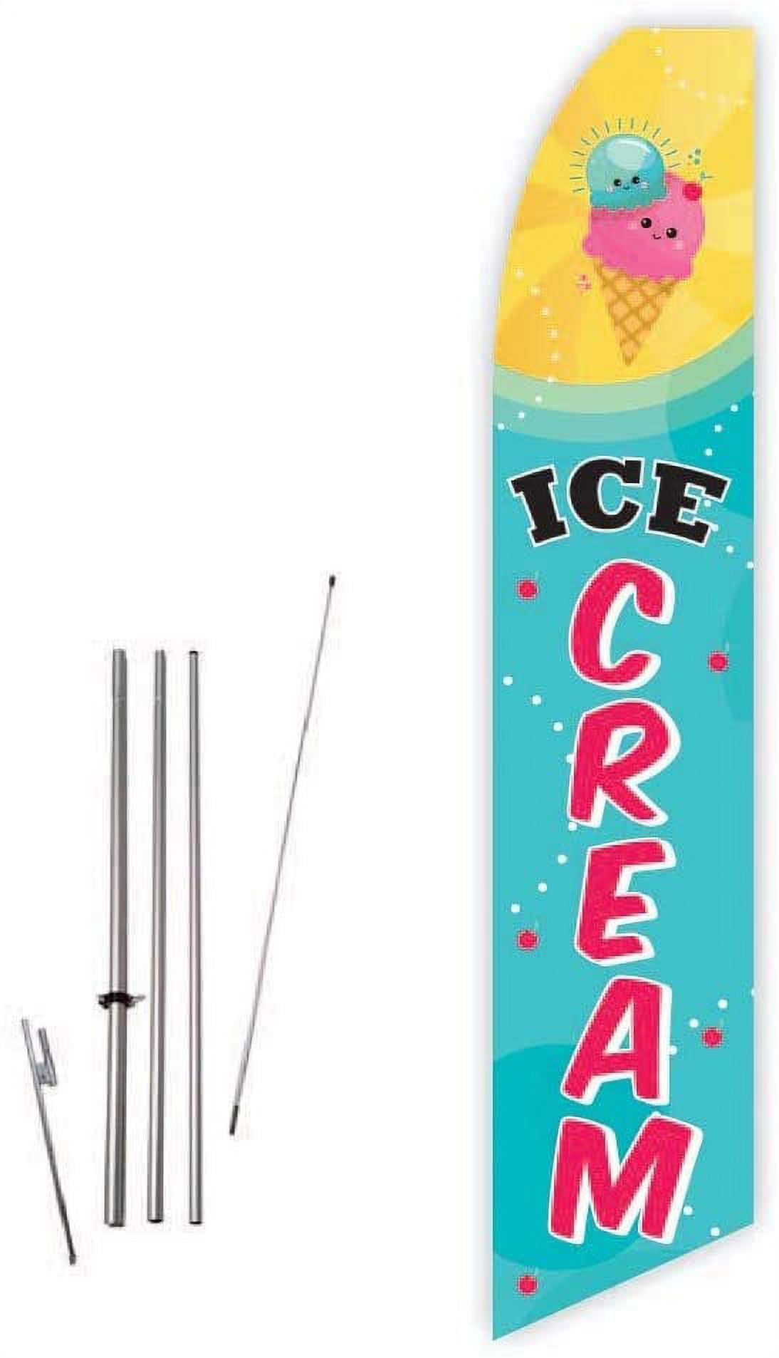 Ice Cream Cyan/Yellow Super Novo Feather Flag - Complete with 15ft Pole ...