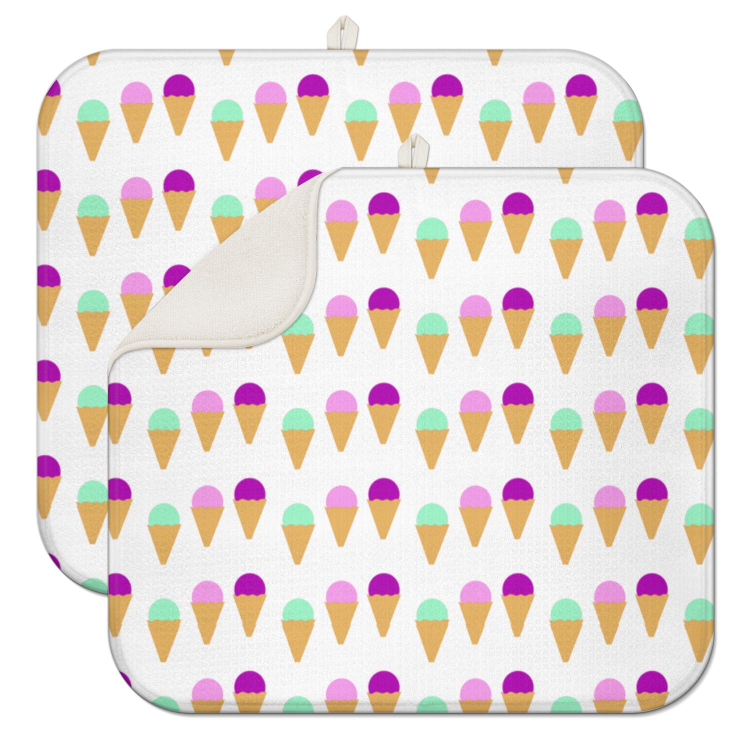 Ice Cream & Dessert Print Foldable Drying Mats 2 Pack - Space-Saving ...