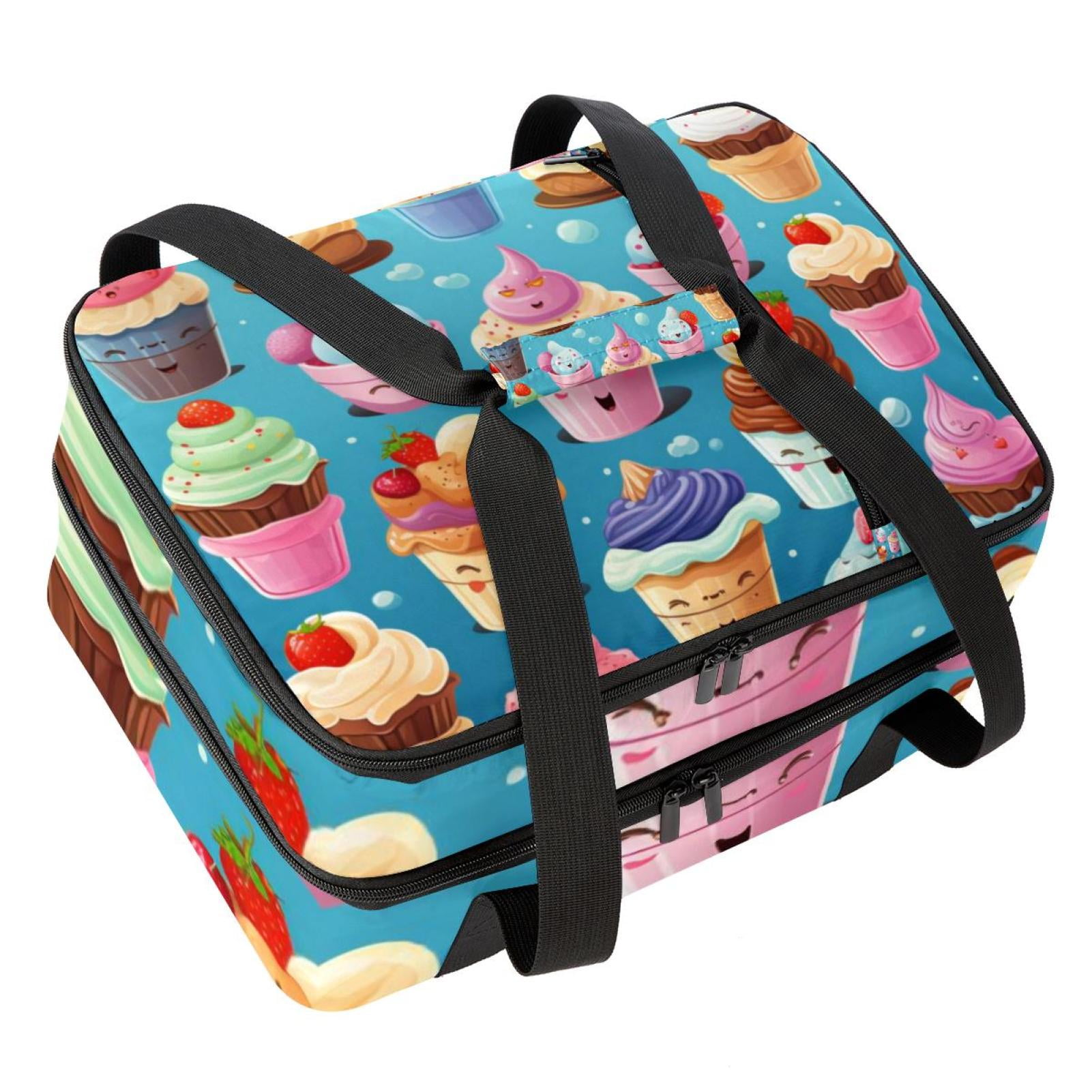 Ice Cream Double Layered Insulated Refrigerated Lunch Bag with Two ...