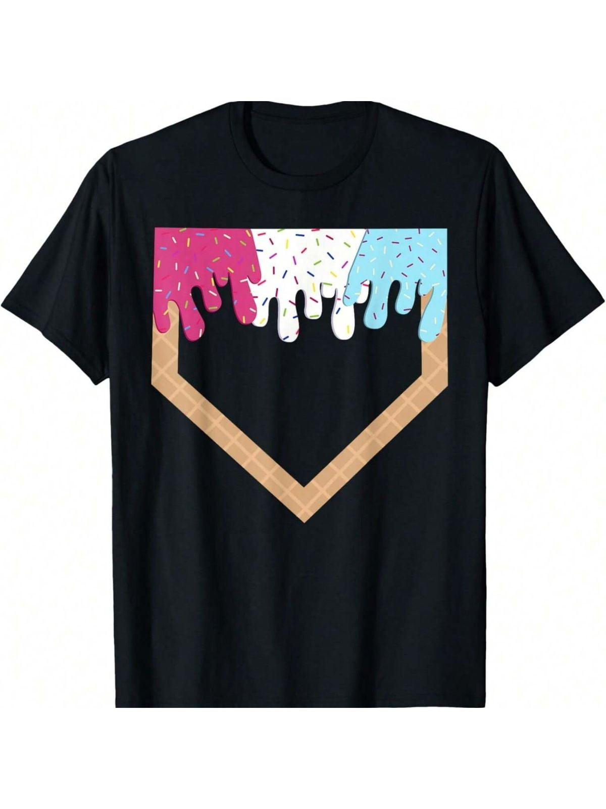 Ice Cream Drip Baseball Tee, Colorful Sprinkle Melt Home Plate ...