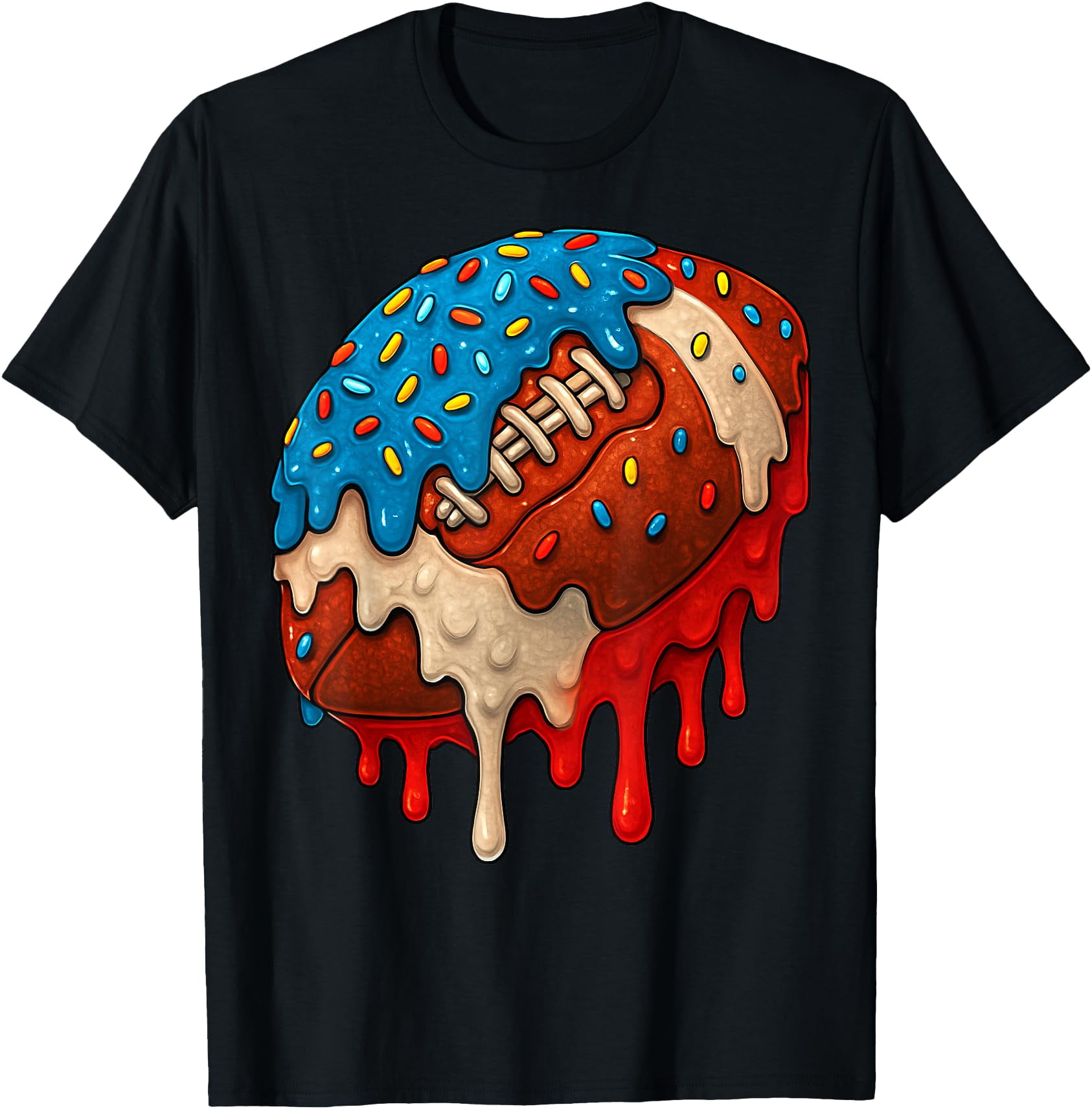Ice Cream Drip Football Stuff 4th of July T-Shirt - Walmart.com