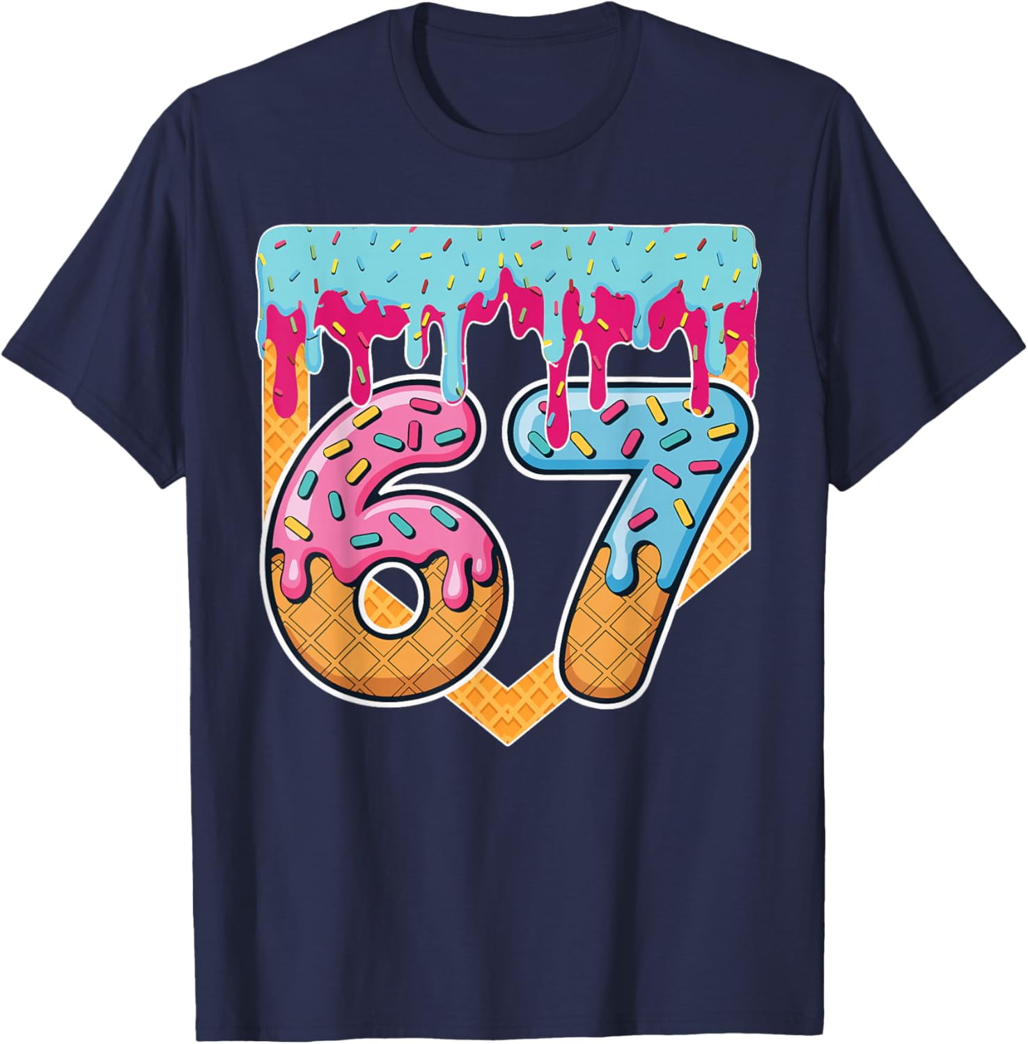 Ice Cream Drip Meme Six Seven Slang T-Shirt - Walmart.com